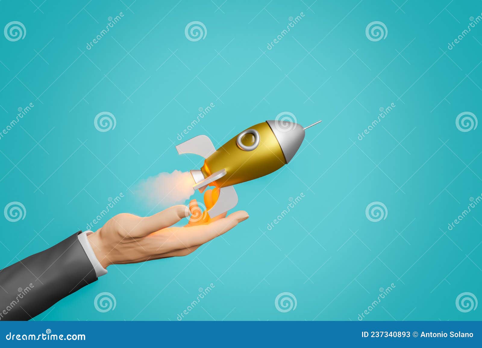 Hand launches a rocket stock illustration. Illustration of power ...
