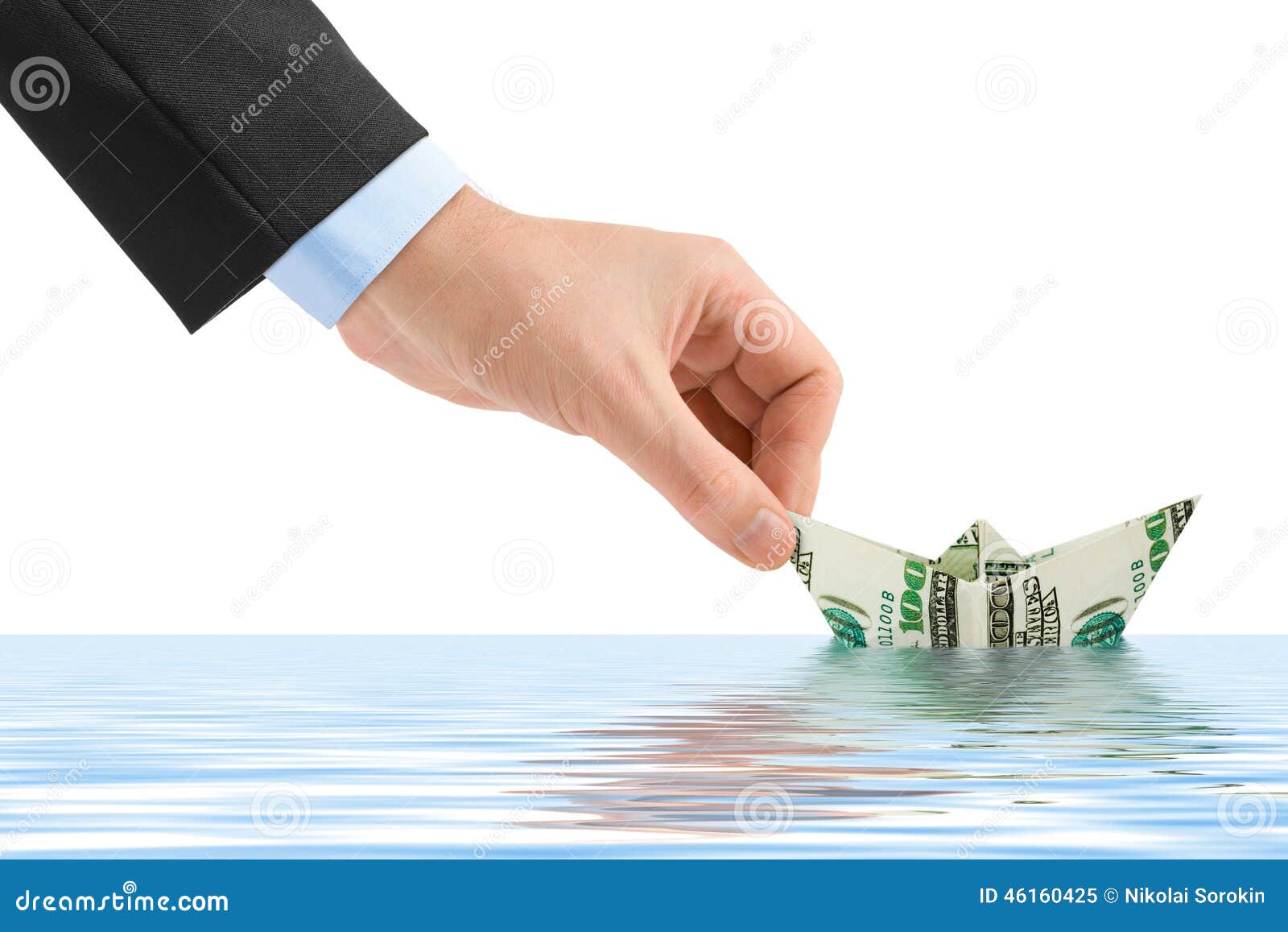Hand launching money ship stock image. Image of passenger - 46160425