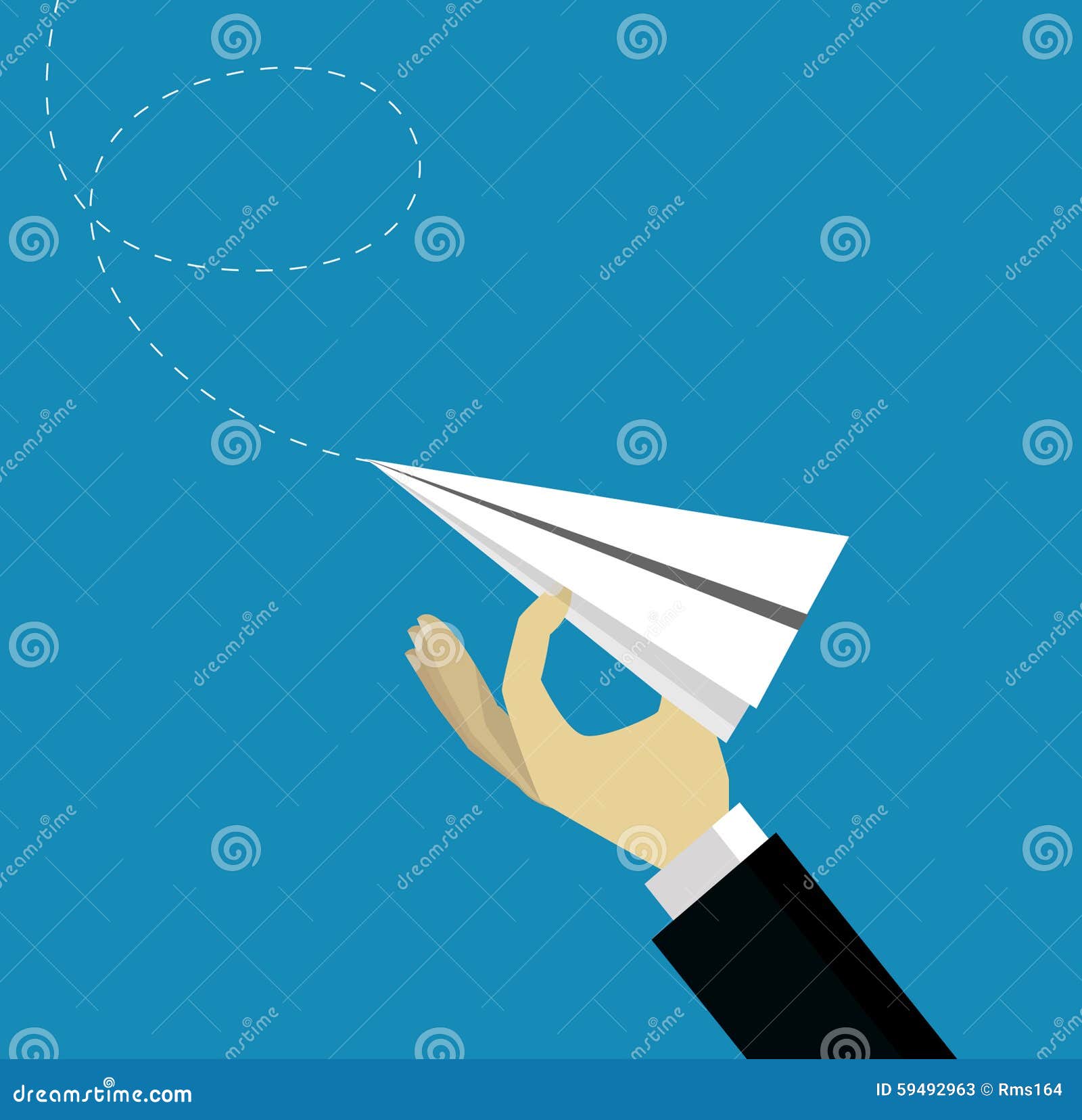 Hand launching paper plane stock vector. Illustration of power - 59492963