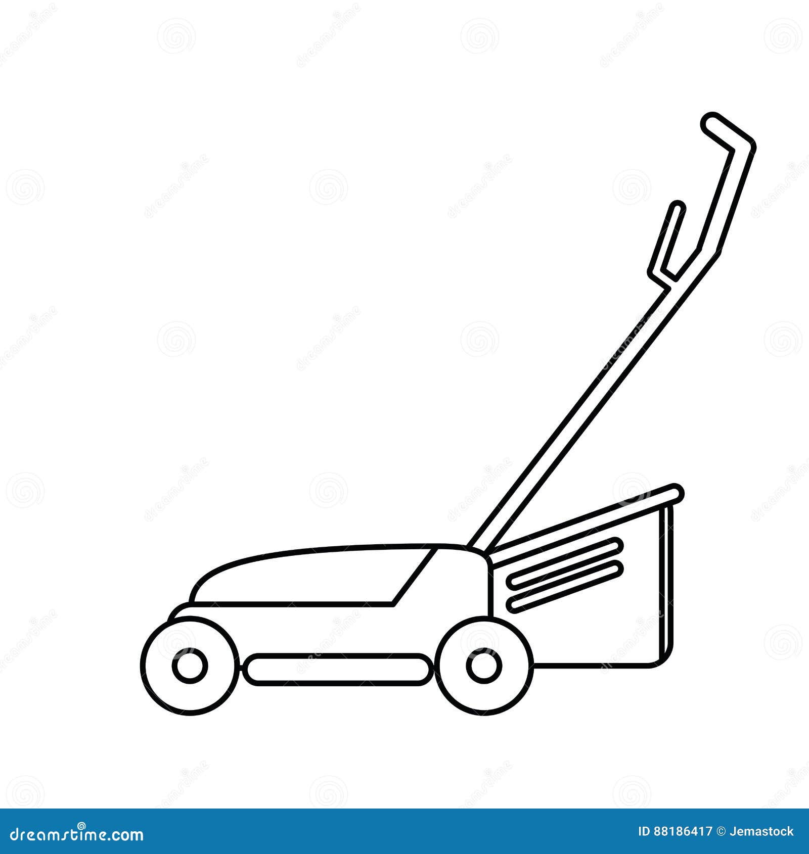 Hand Lawn Mower Gardening. Continuous One Line Drawing Stock ...