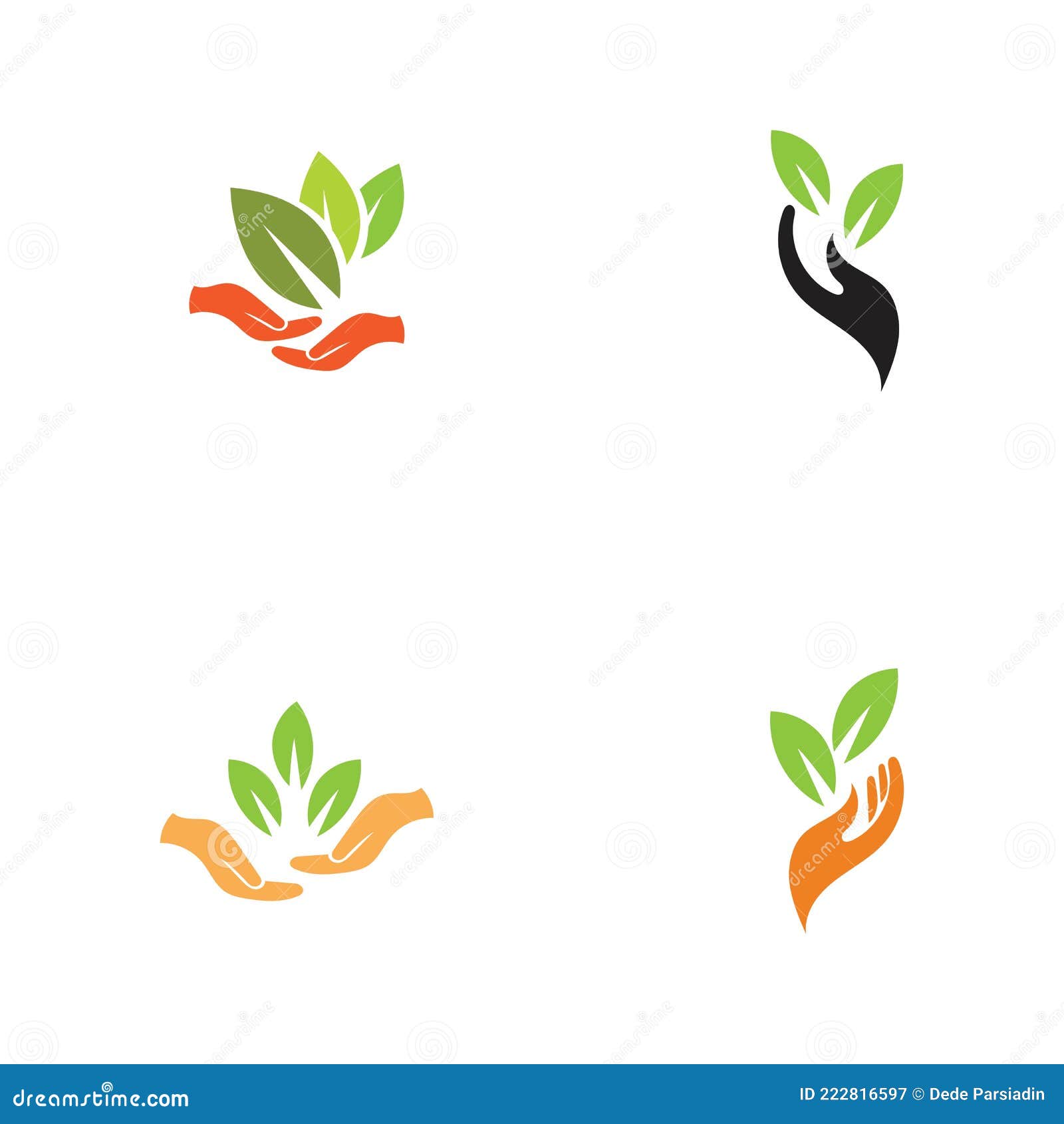 Hand leaf stock vector. Illustration of silhouette, green - 222816597