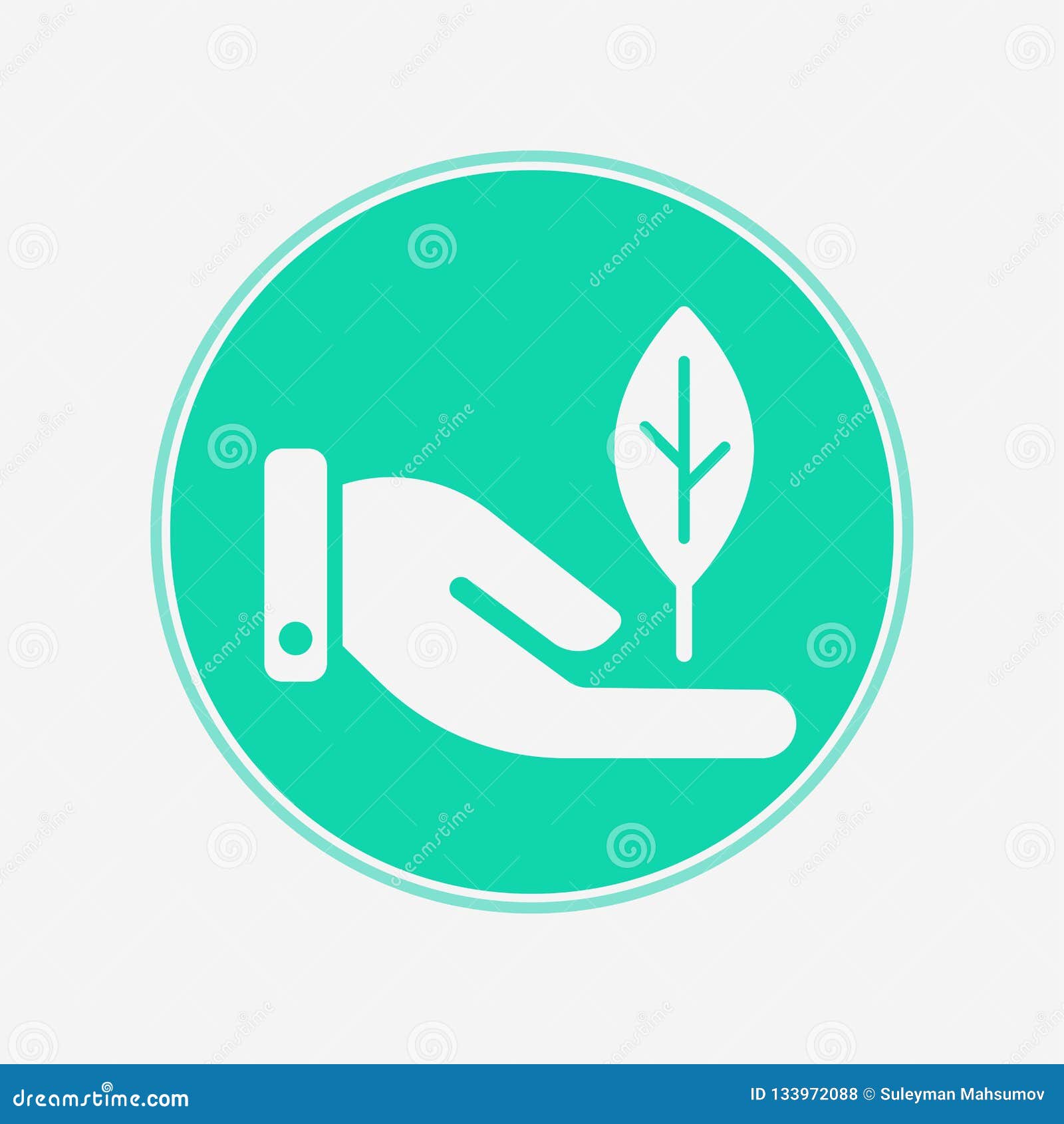 Hand with Leaf Vector Icon Sign Symbol Stock Vector - Illustration of ...