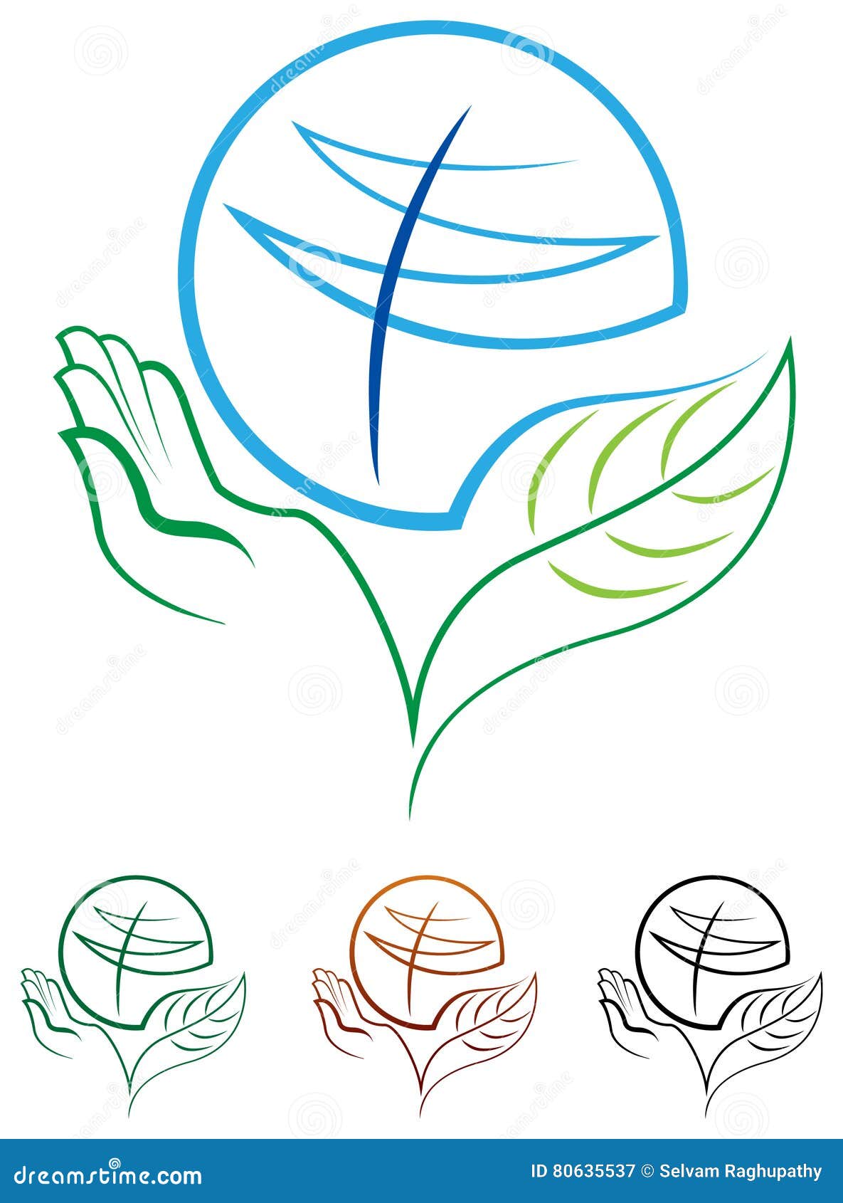 Hand with leaf stock vector. Illustration of global, hand - 80635537
