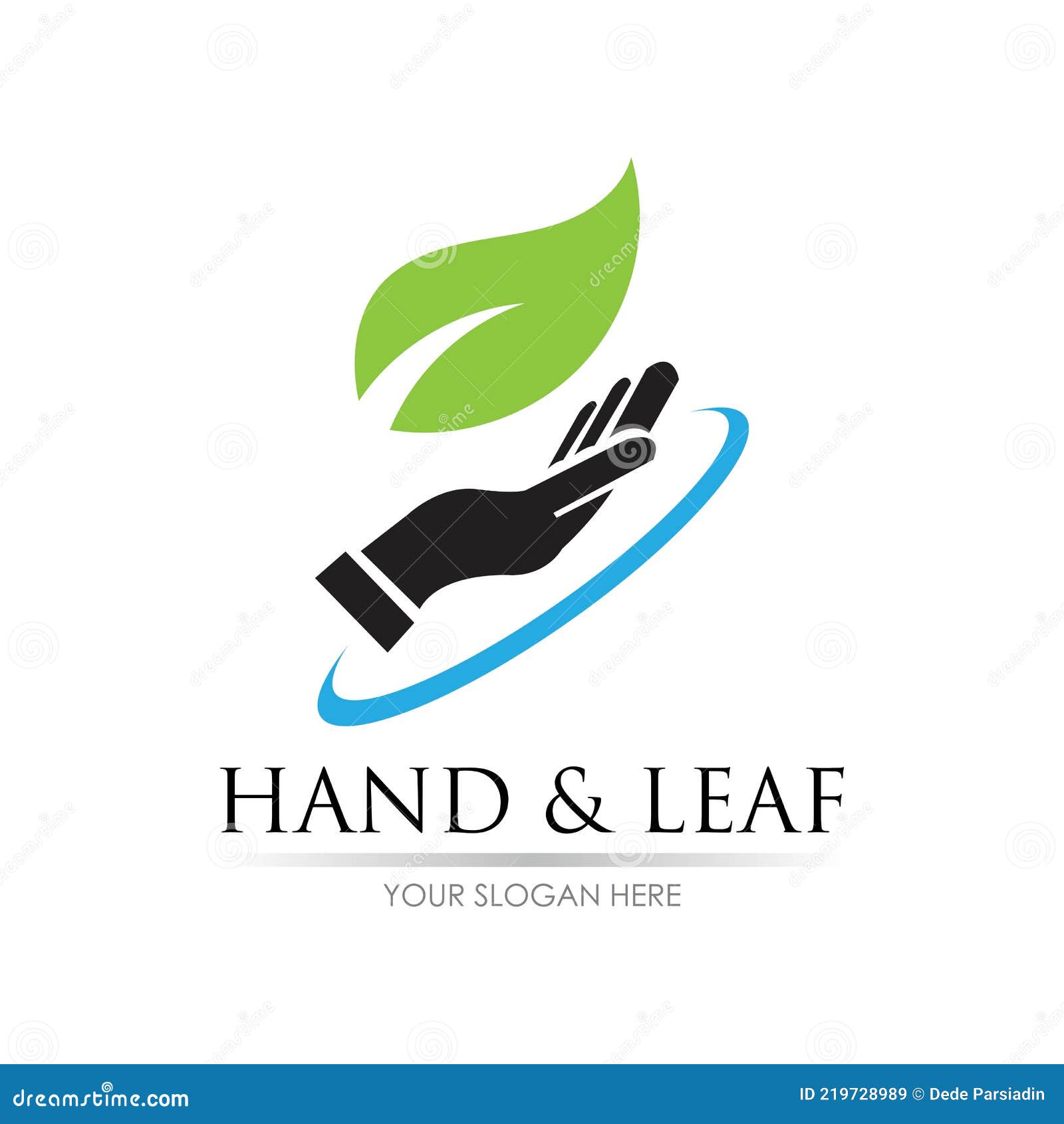 Hand and Leaf Logo Vector Illustration Design Template Stock Vector ...