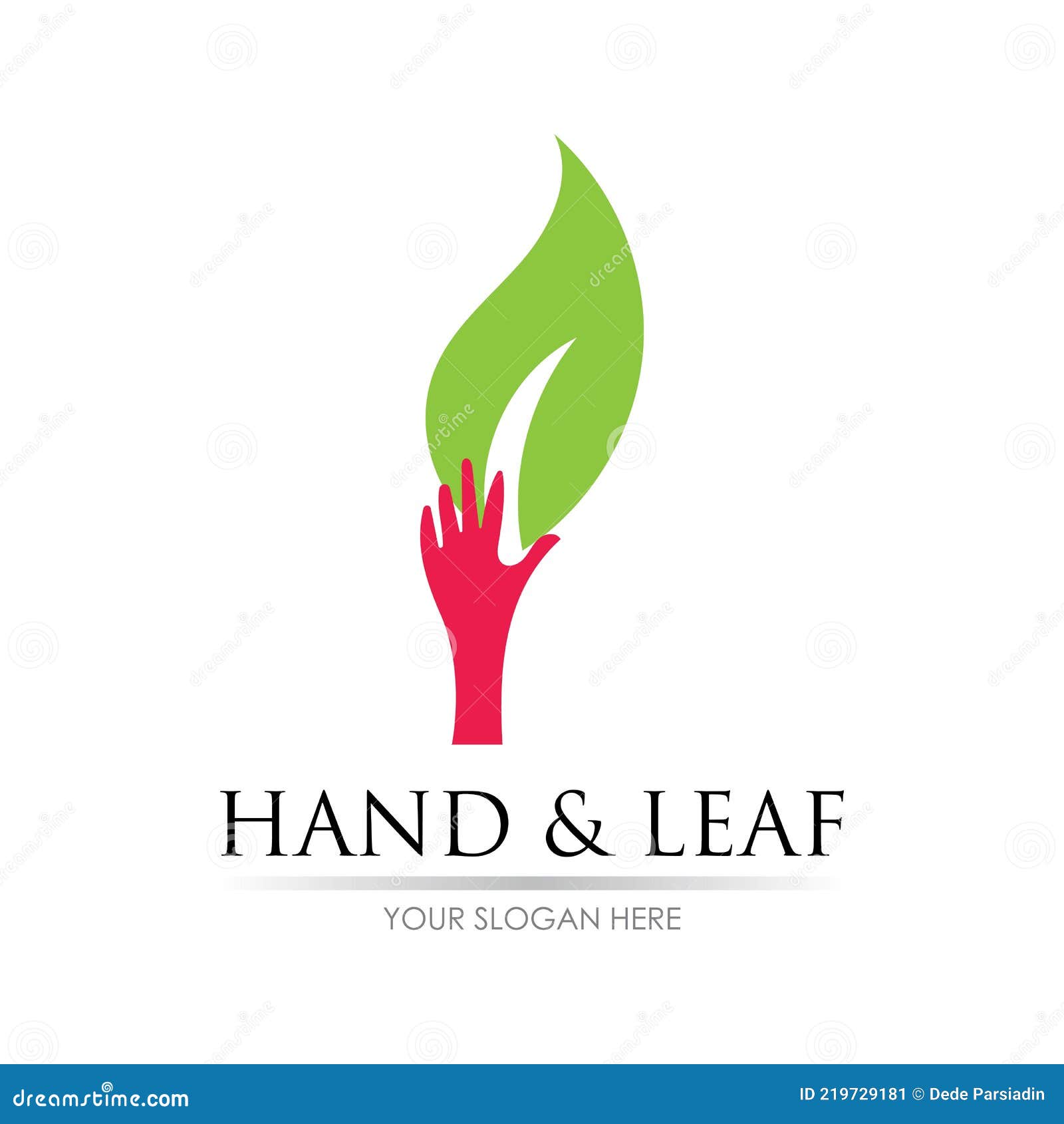 Hand and Leaf Logo Vector Illustration Design Template Stock Vector ...