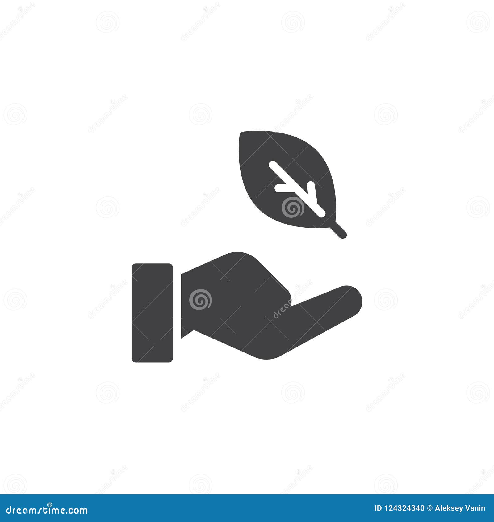 Hand and leaf vector icon stock vector. Illustration of leaf - 124324340