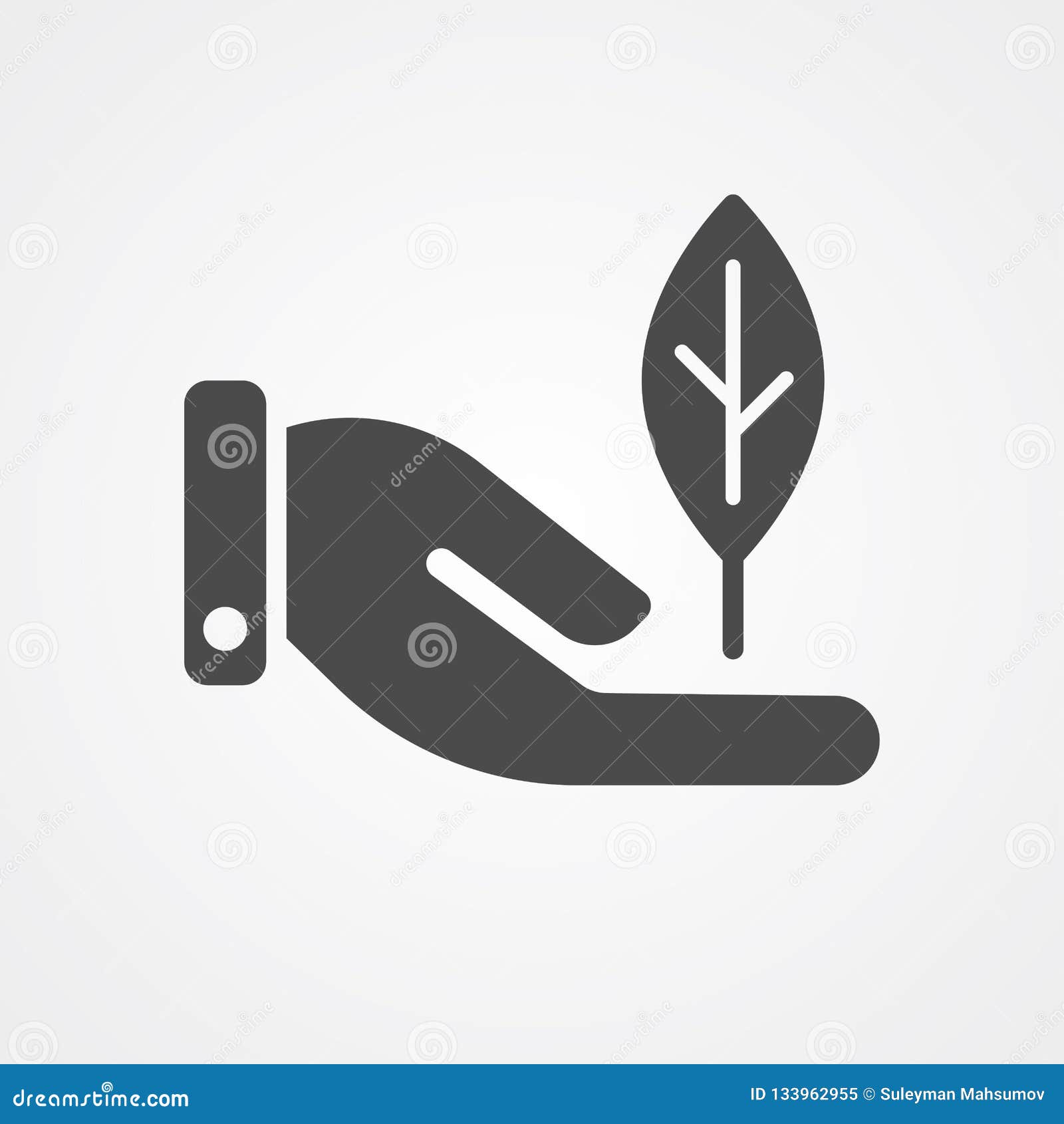 Hand with Leaf Vector Icon Sign Symbol Stock Vector - Illustration of ...