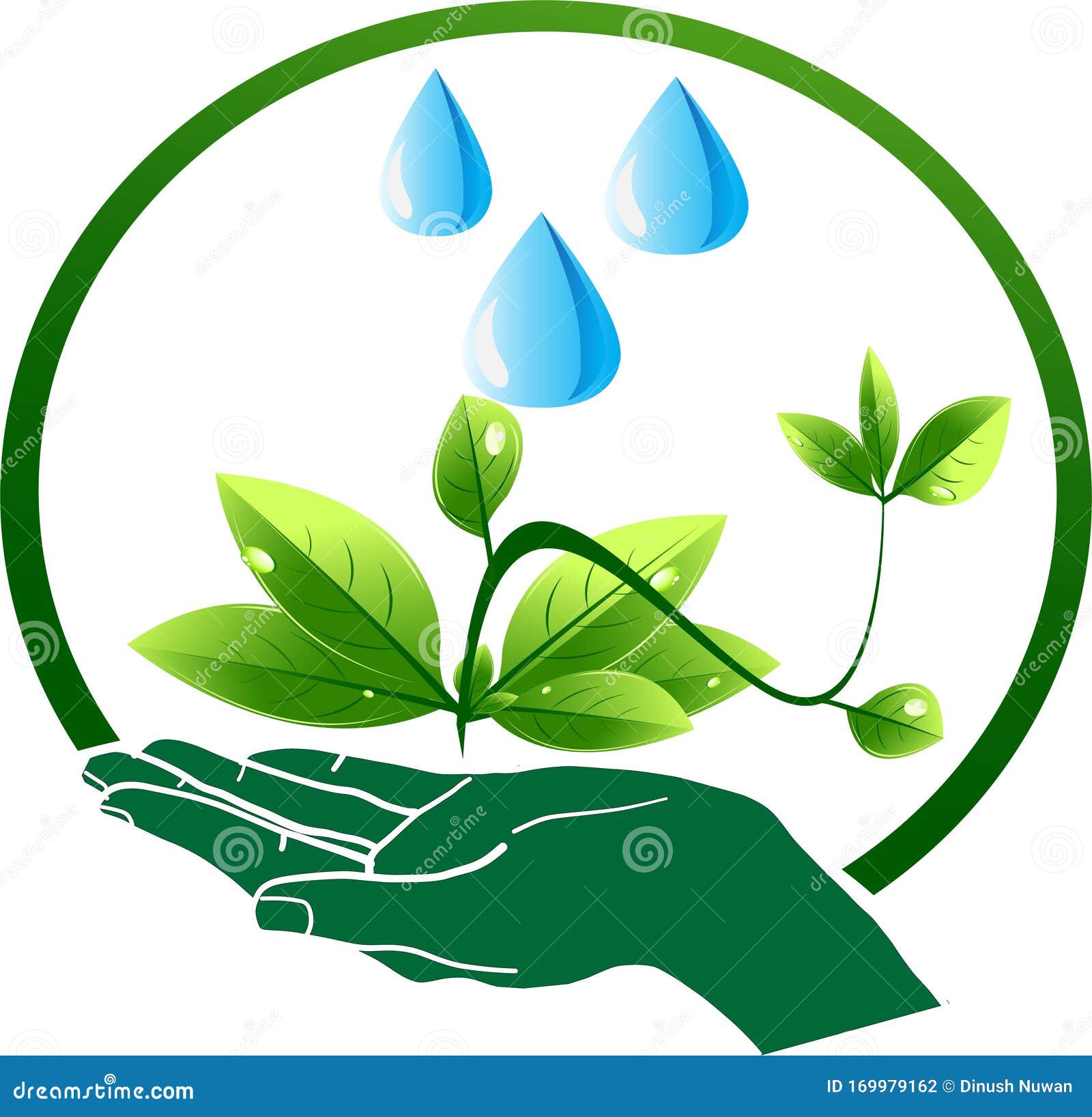 Hand Leaf and Water Drop Plant Concept Vector Icon Stock Vector ...