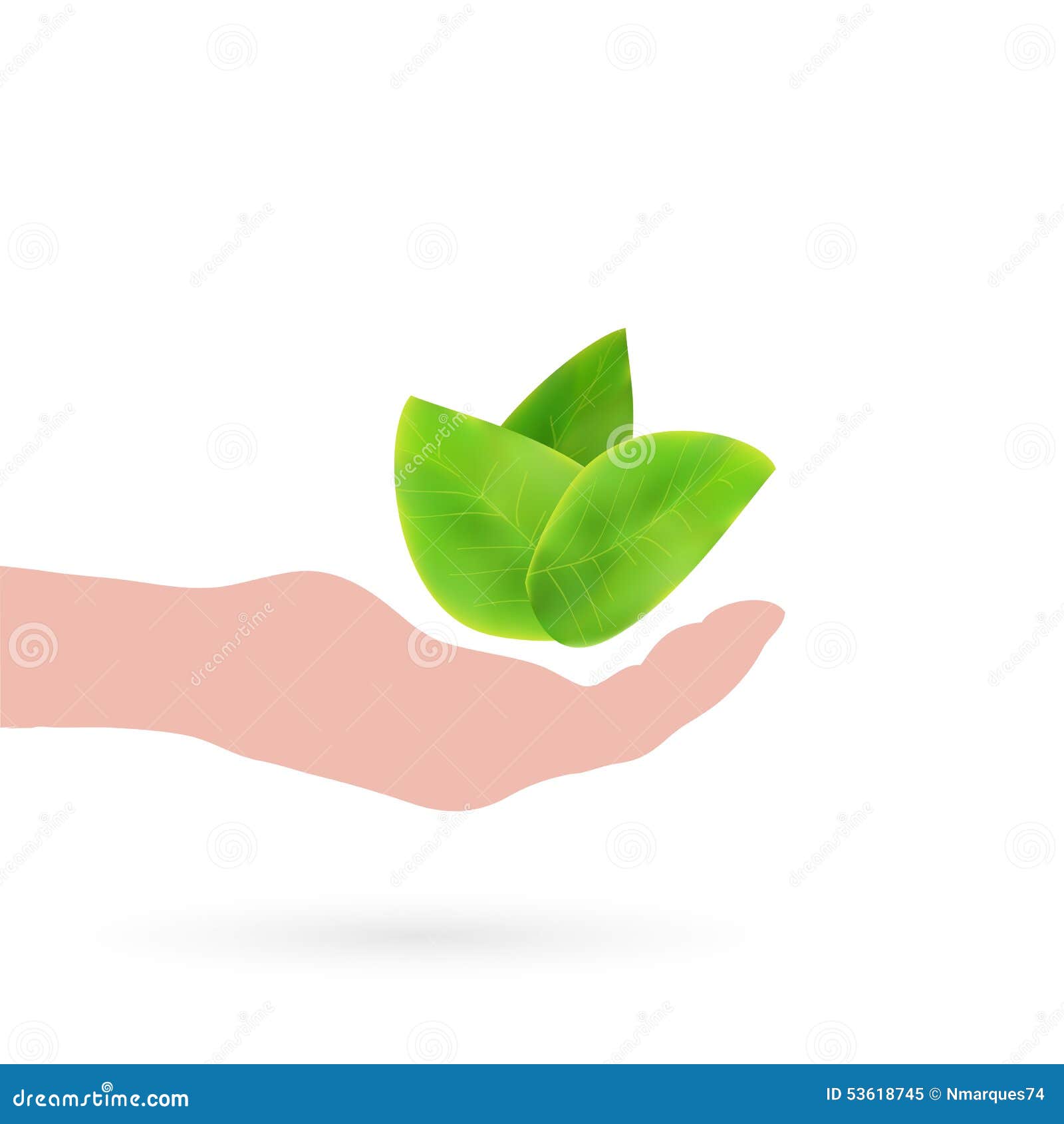 Hand with Leaves Design stock vector. Illustration of leaf - 53618745