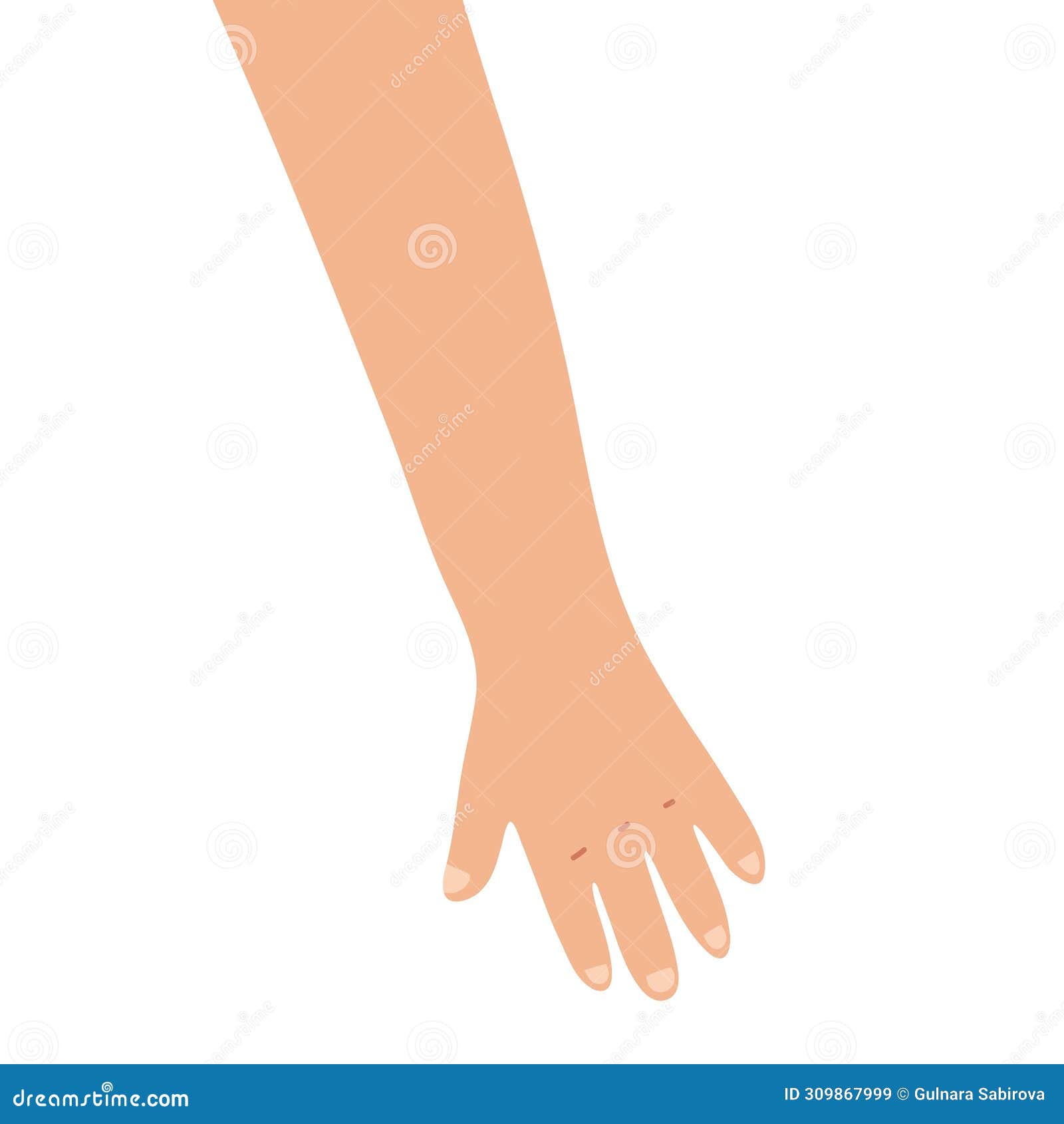Human Left Hand Isolated on White Background in Cartoon Style. Learning ...