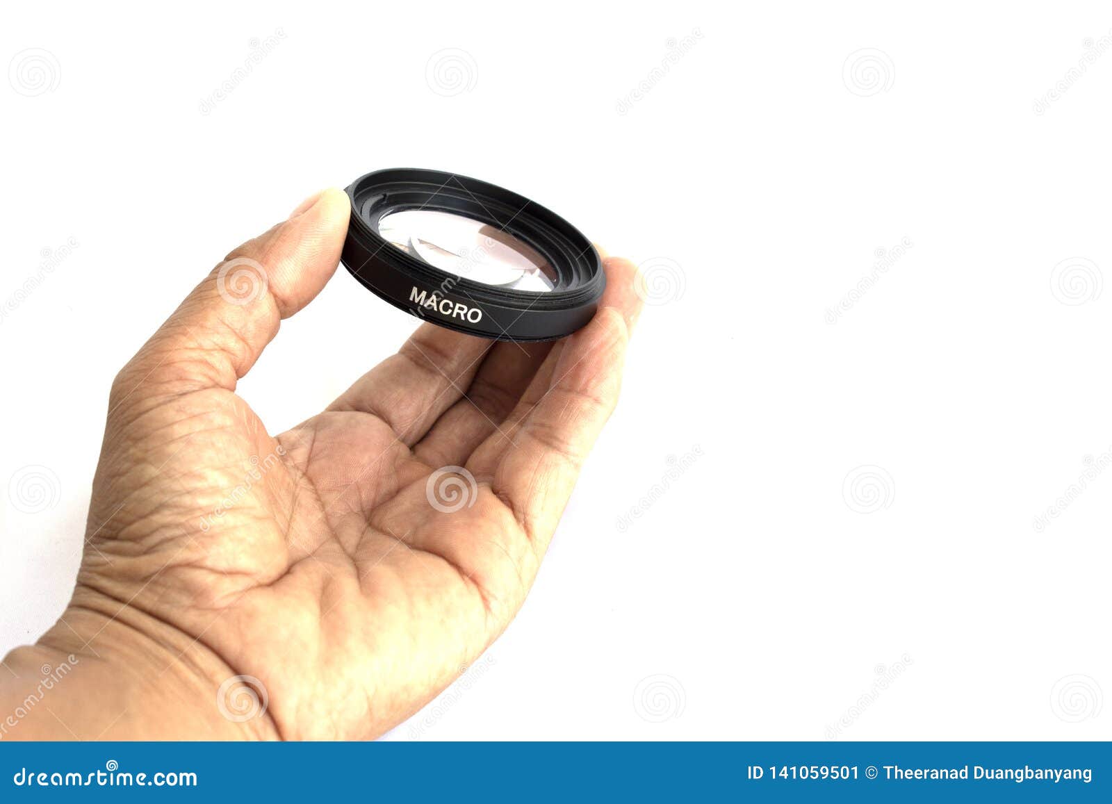 Hand with lens on white stock image. Image of hand, ring - 141059501