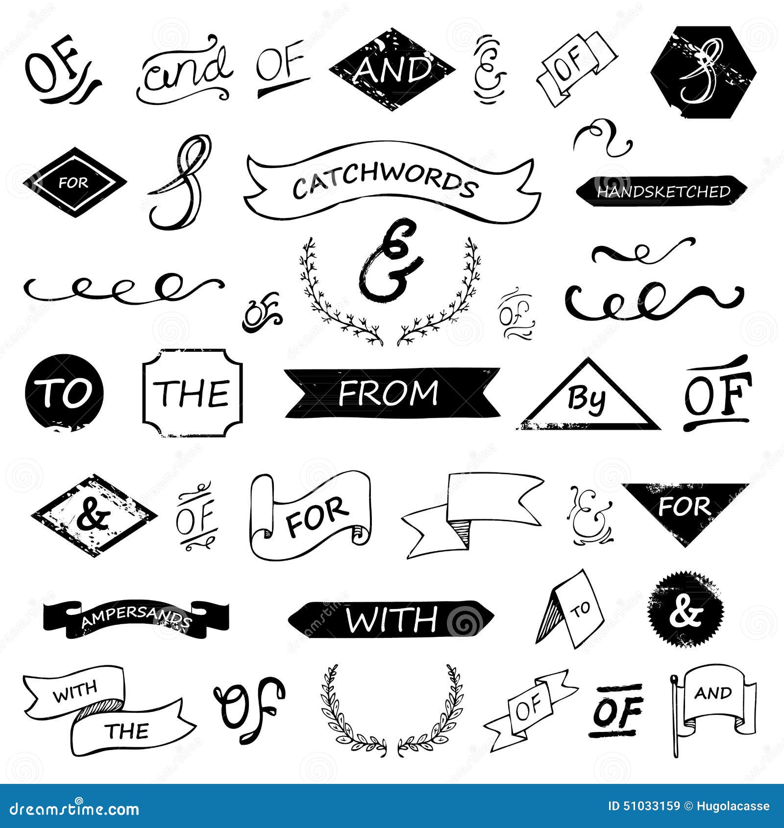 Ampersands Hand Drawn And Catchwords Vector Illustration ...