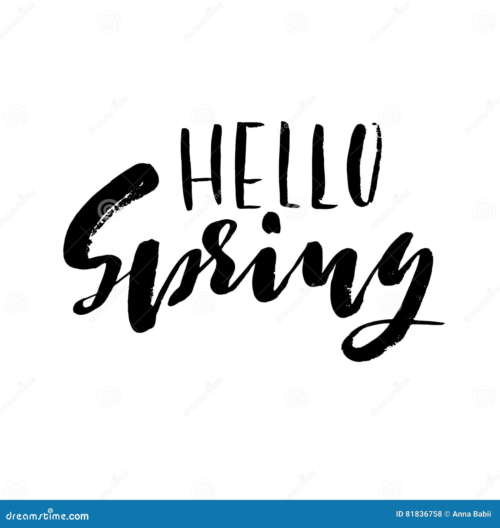 Hand Lettered Style Spring Design on a White Background. Hello Spring ...