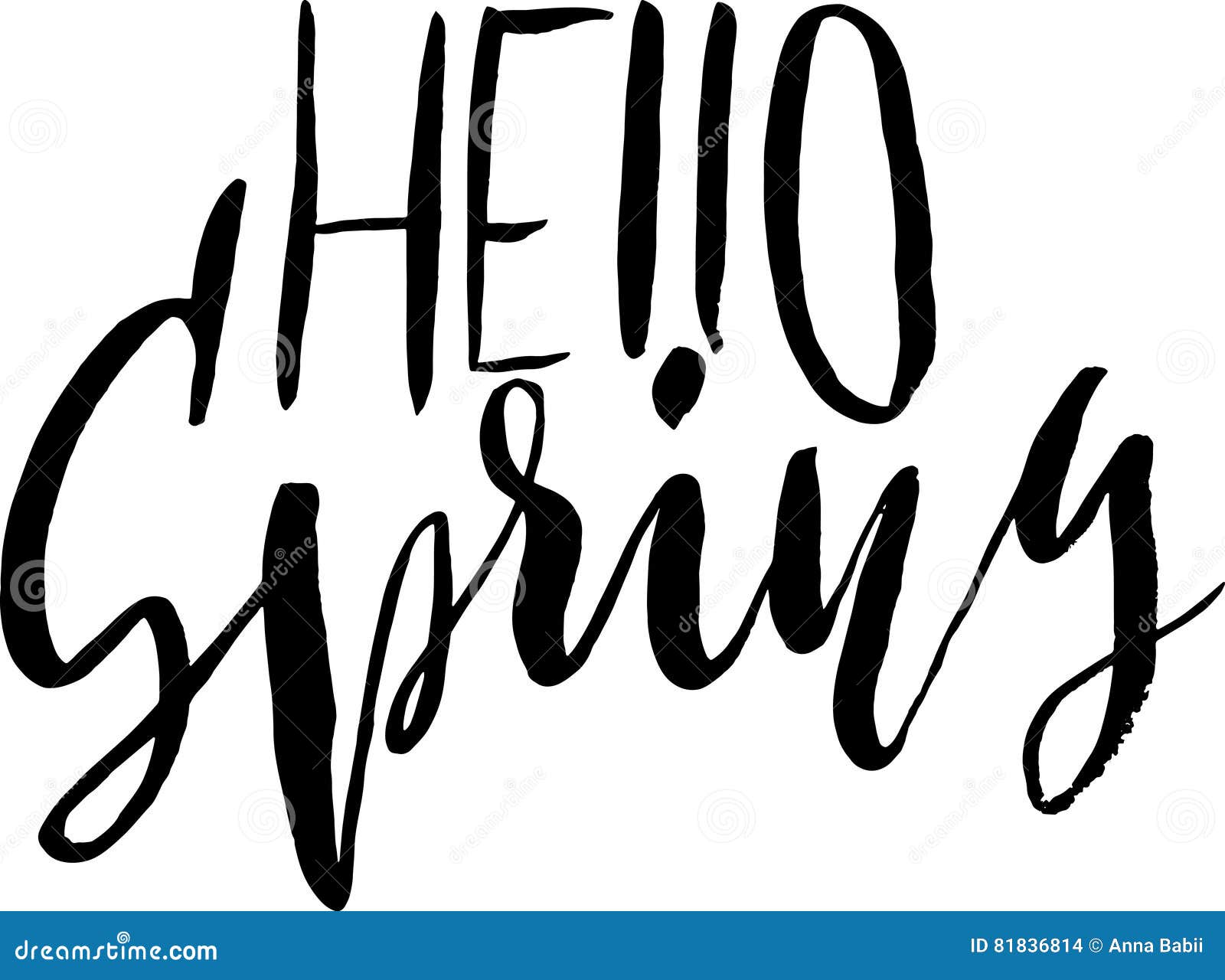 Hand Lettered Style Spring Design on a White Background. Hello Spring ...