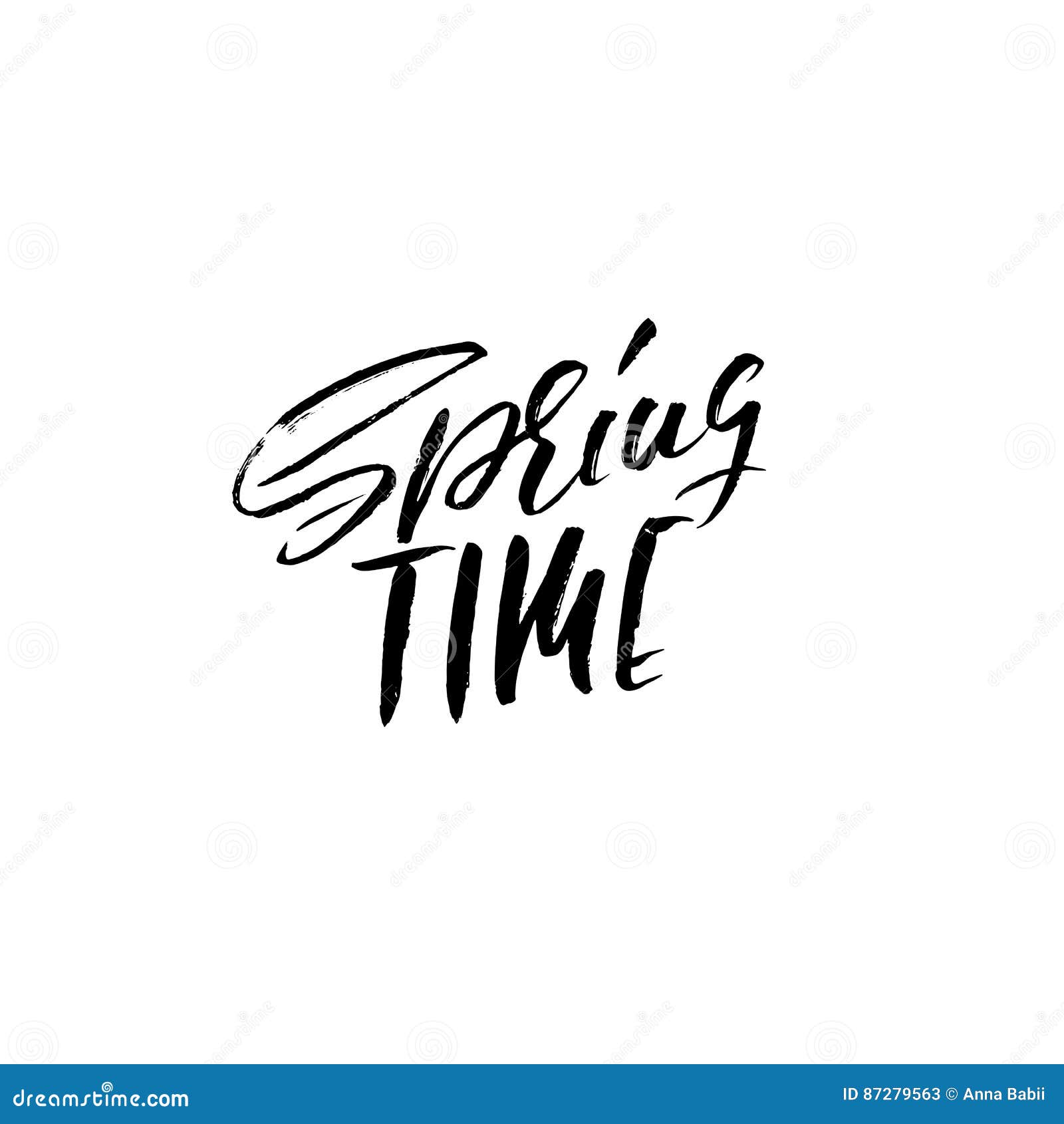 Hand Lettered Style Spring Design on a White Background. Spring Time ...