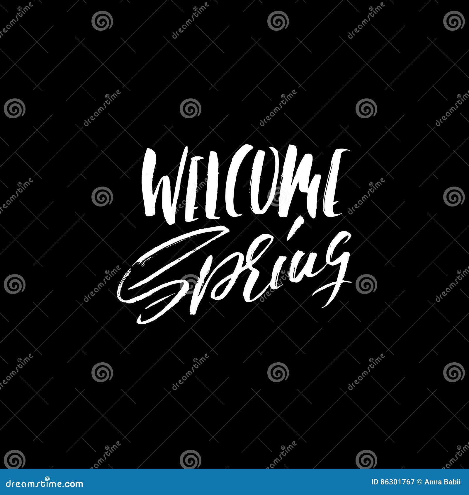Hand Lettered Style Spring Design on a White Background. Welcome Spring ...