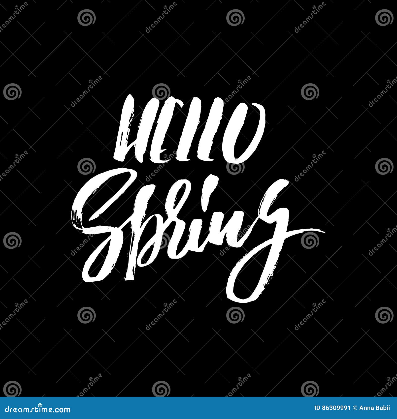 Hand Lettered Style Spring Design on a White Background. Welcome Spring ...