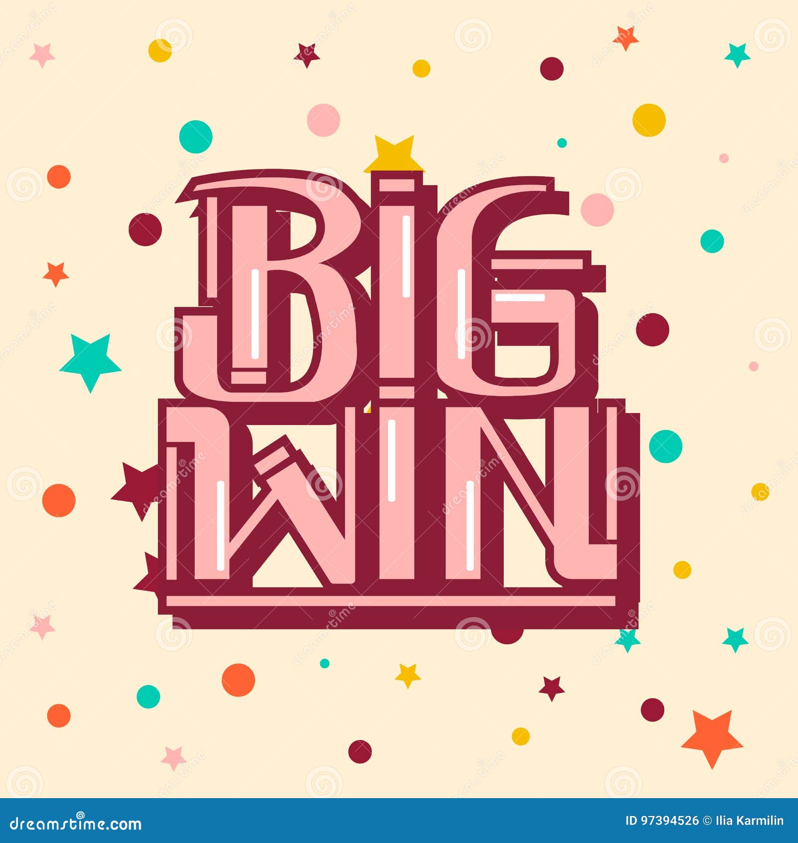 Hand Lettering Big Win Congrats Stock Illustration - Illustration of ...