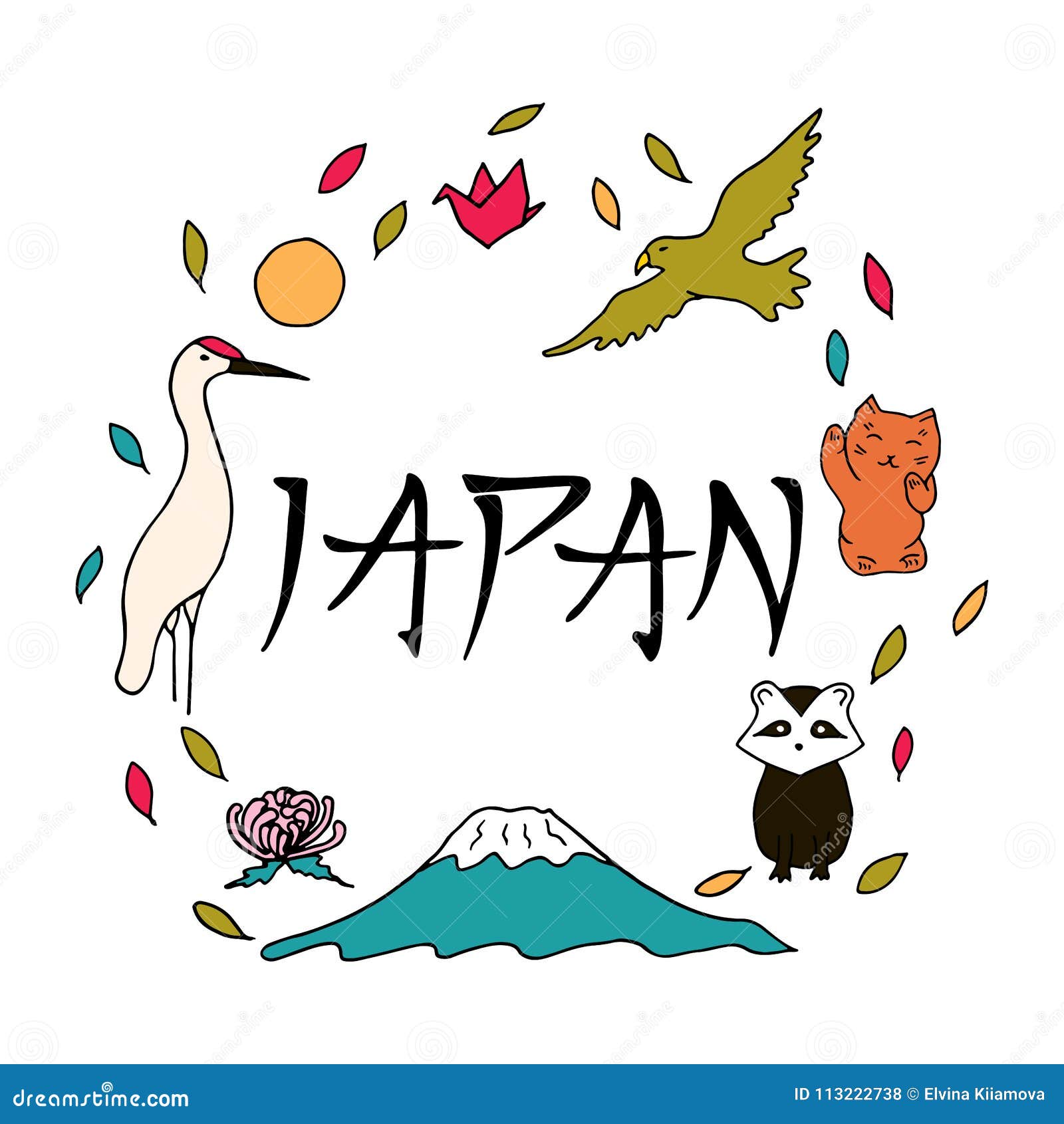 Hand Lettering and Doodle Elements of Japan. Stock Illustration ...