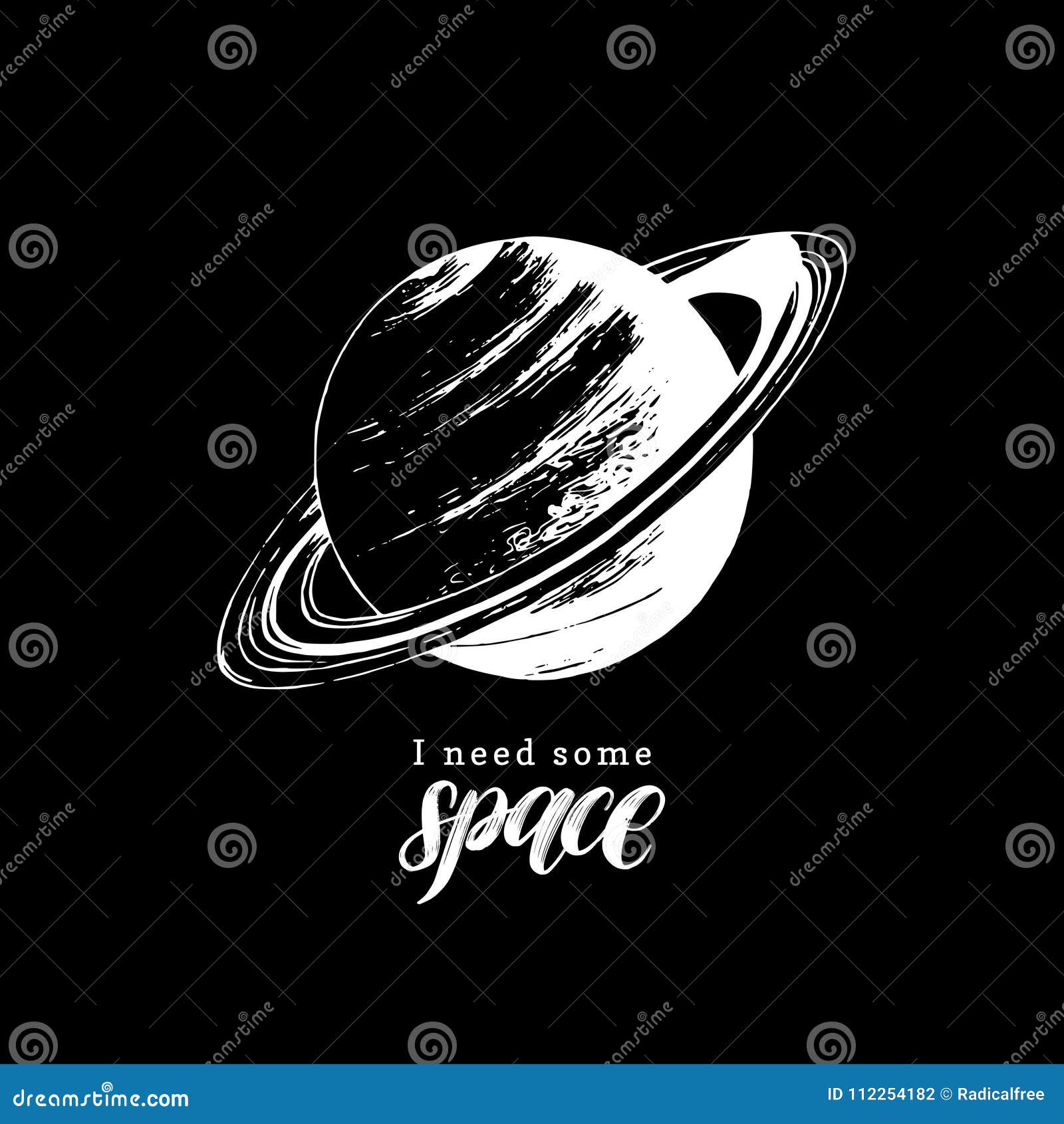 Hand Lettering I Need Some Space on Black Background. Drawn Vector ...