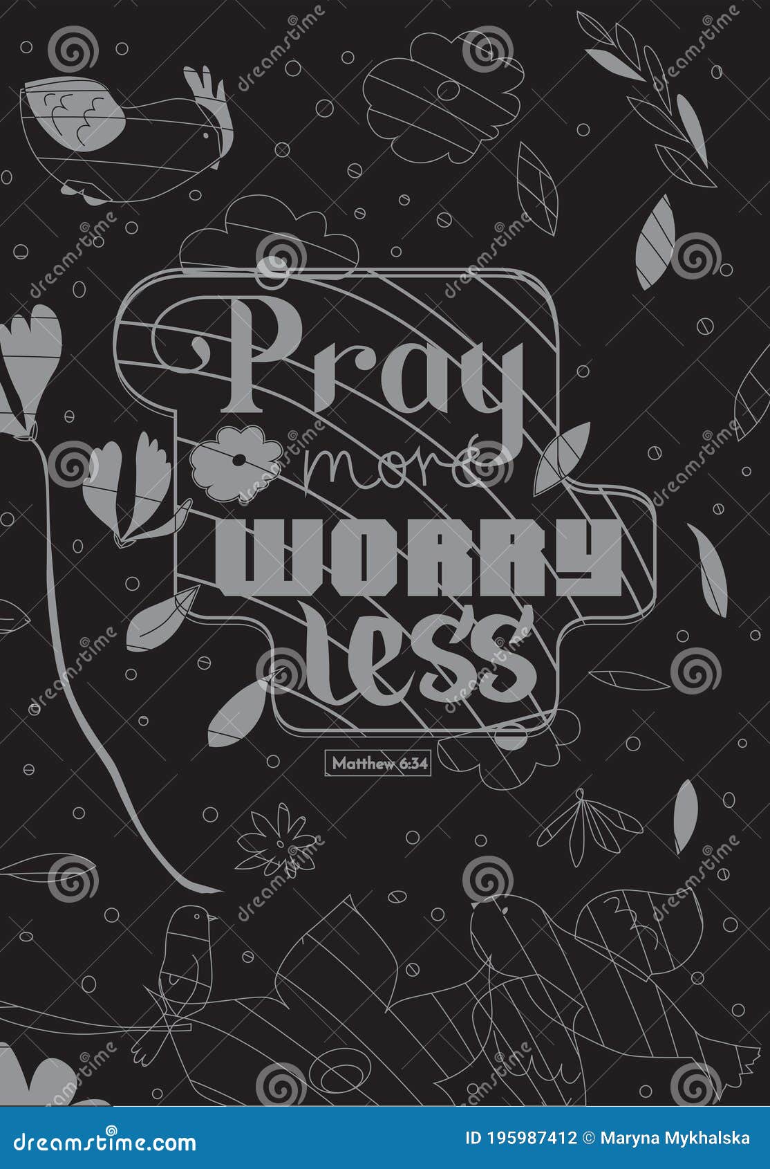 Pray More Worry Less Vector Typography Bible Scripture CardDesign ...