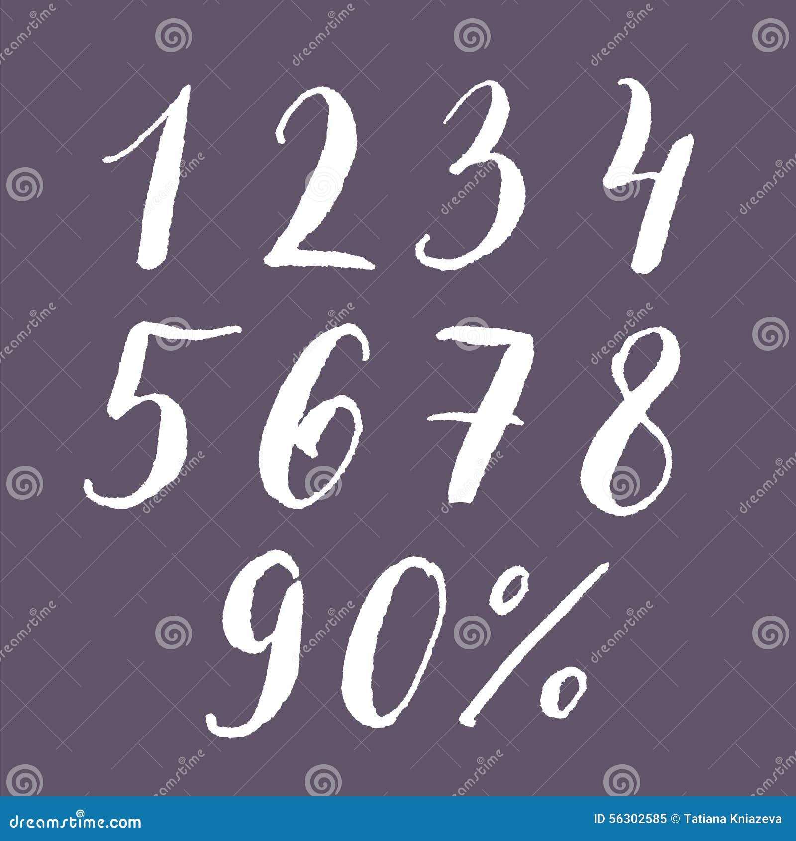 Hand-lettering Set of Numbers. Stock Vector - Illustration of numbers ...