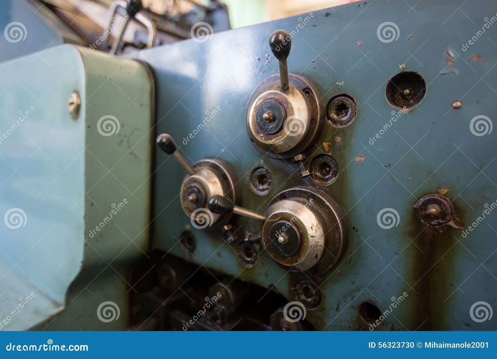 Hand Levers from an Old Machine Stock Photo - Image of production ...