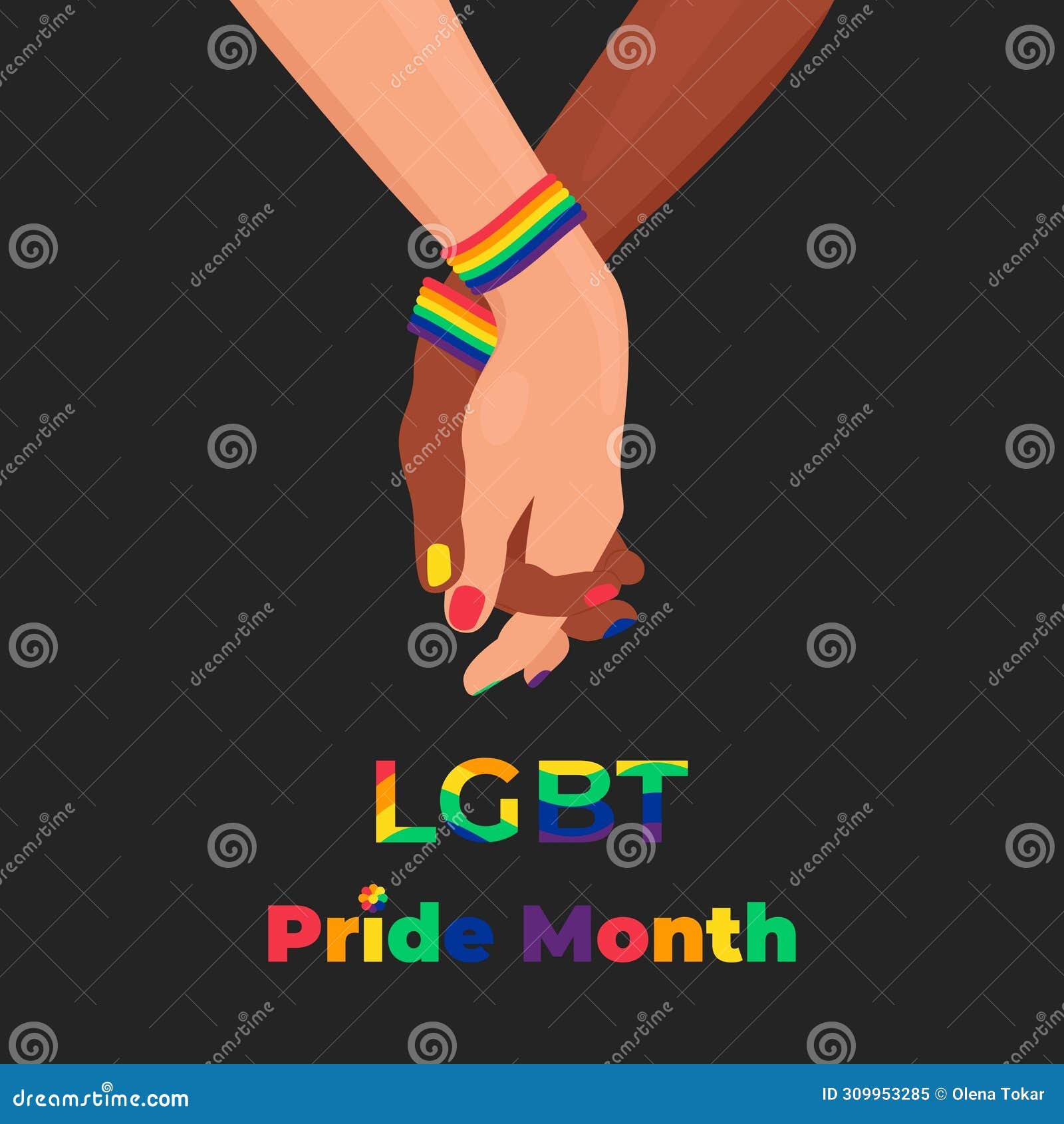 Hand in Hand LGBT Banner, Pride Month, Vector Illustration Stock Vector ...