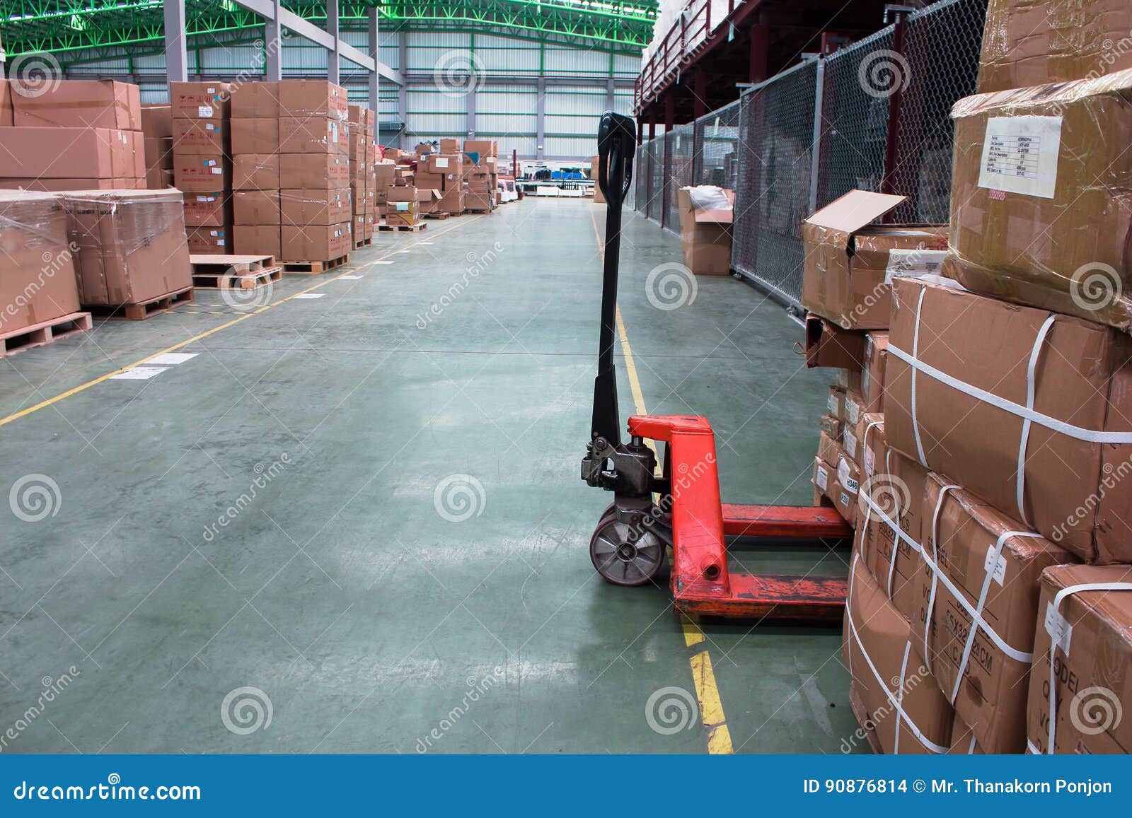 Hand Lift and Interior of Warehouse Stock Photo - Image of abstract ...