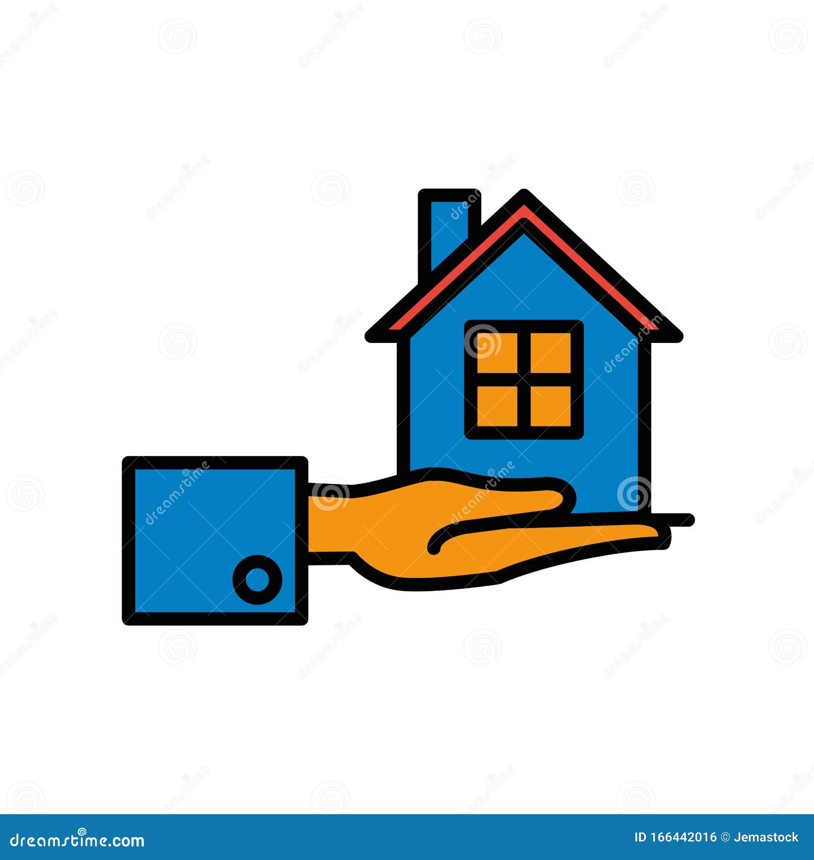 Hand Lifting House Front Facade Stock Vector - Illustration of hand ...