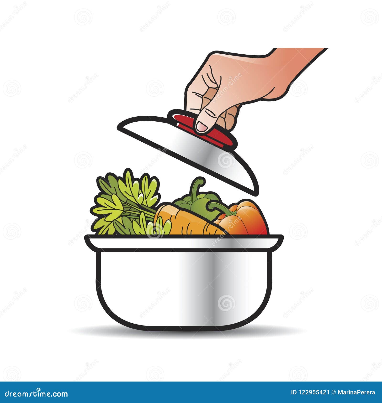 Hand Lifting Lid from Vegetable Saucepan Stock Vector - Illustration of ...