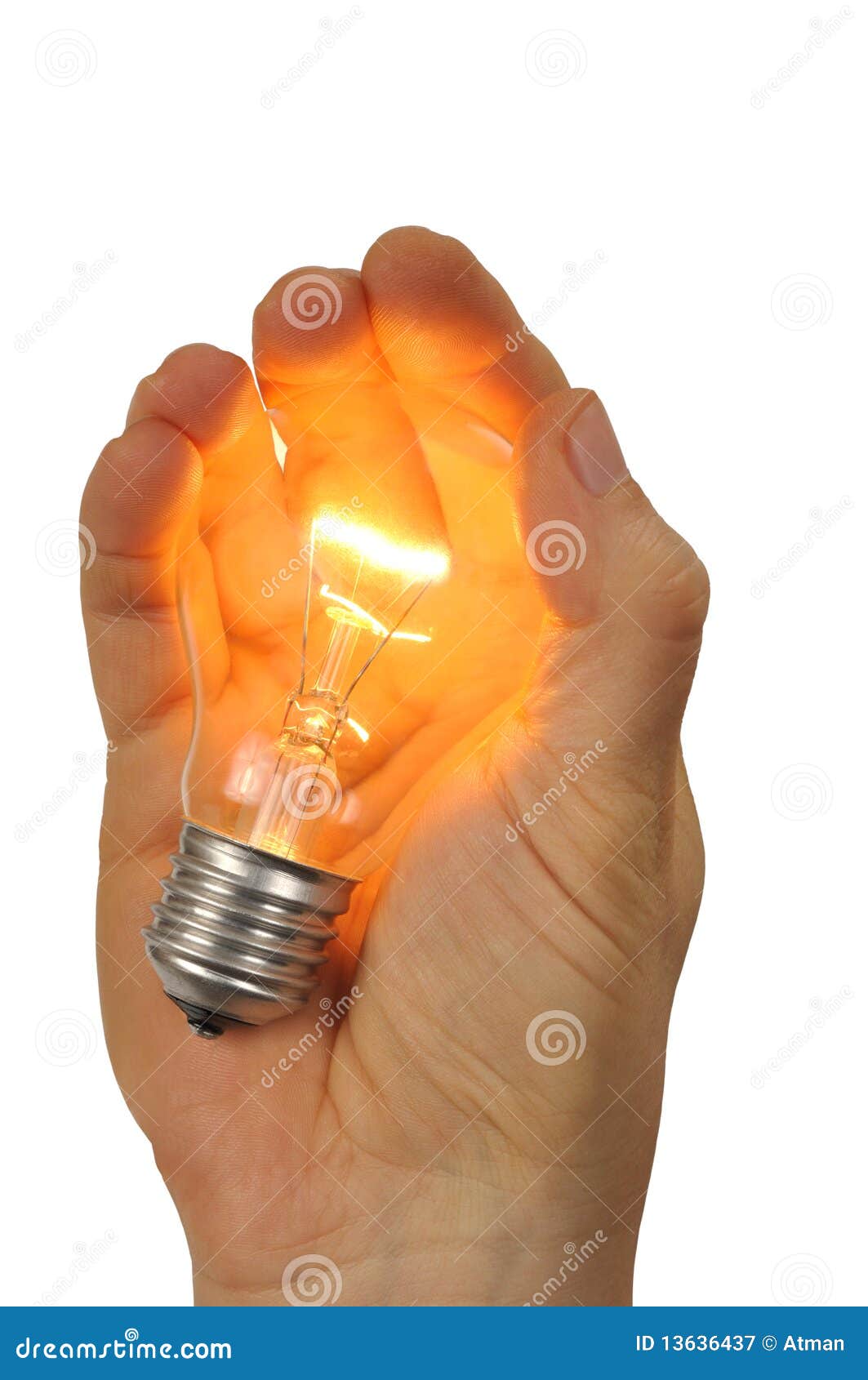 Hand with Light Bulb stock image. Image of current, hand - 13636437