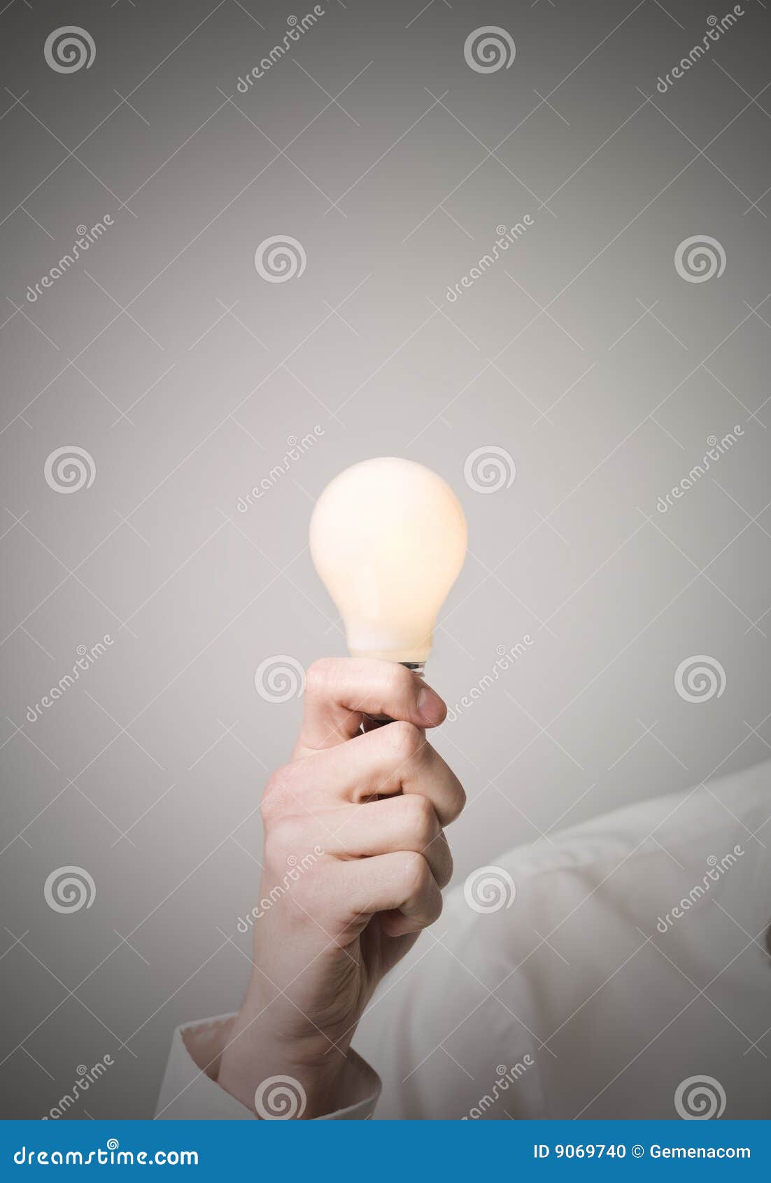 Hand with light bulb stock photo. Image of gleam, studio - 9069740