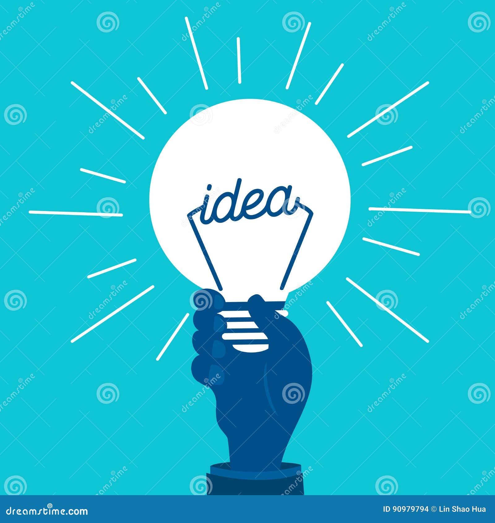 Hand with light bulb stock illustration. Illustration of hand - 90979794