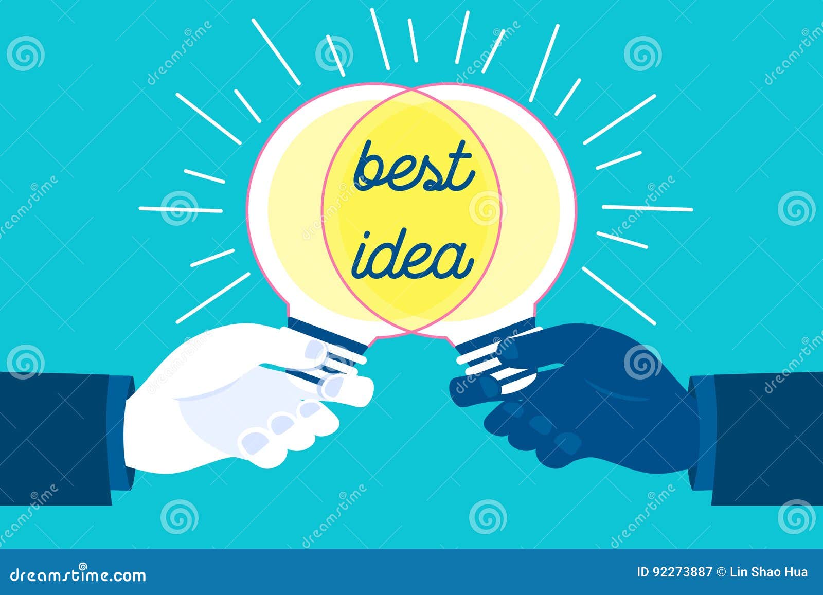 Hand with light bulb stock vector. Illustration of creative - 92273887