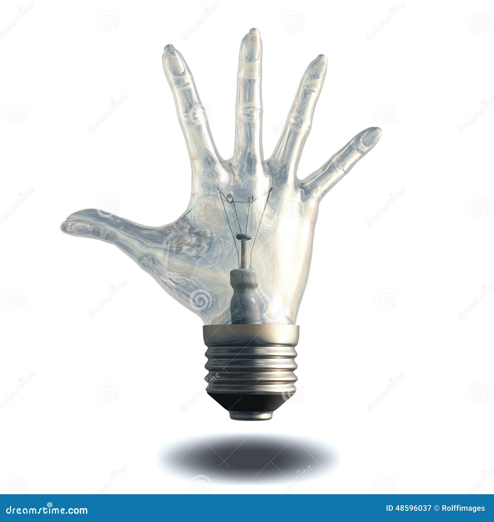 Hand light bulb stock illustration. Illustration of creation - 48596037