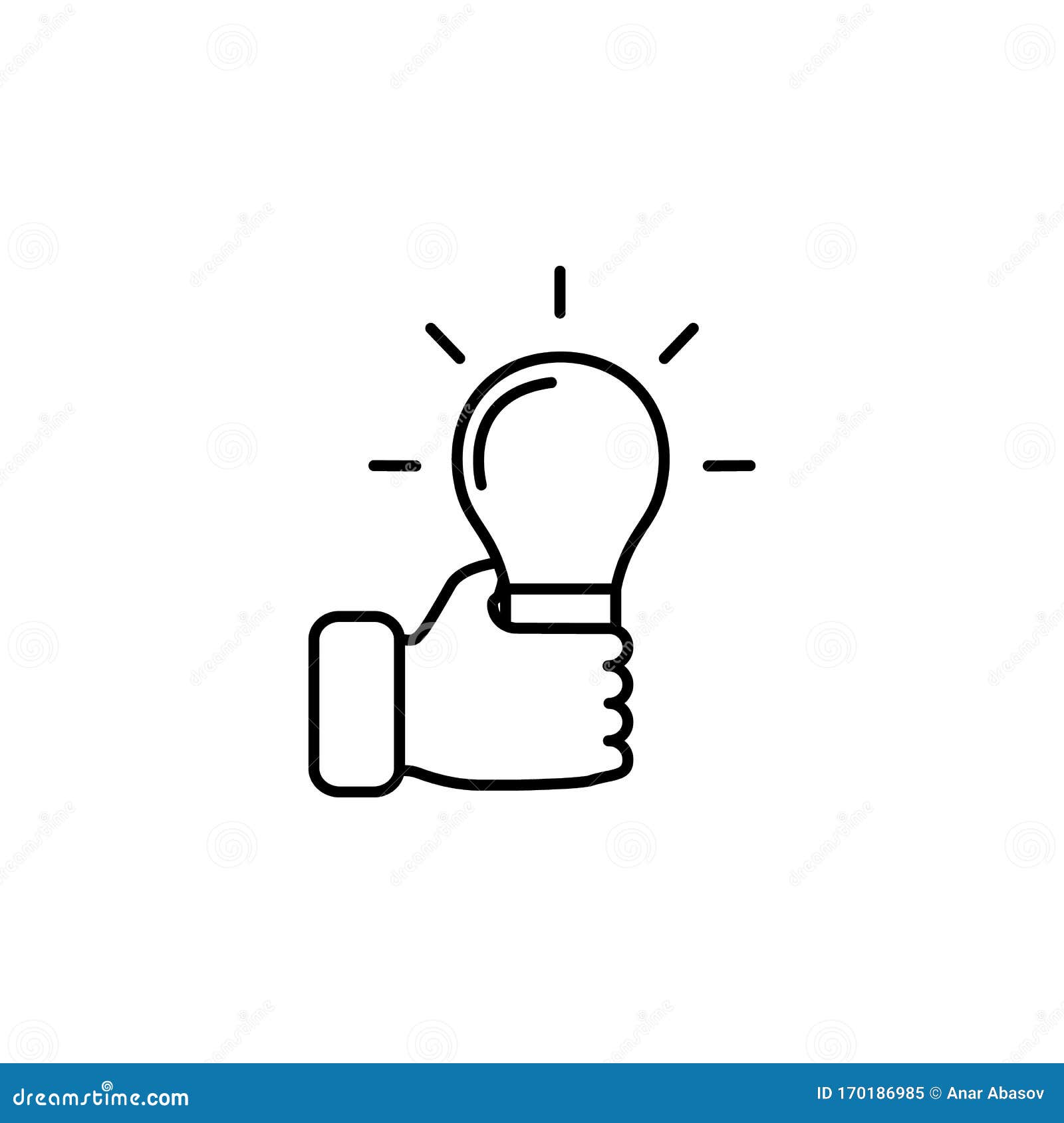 Hand with a Light Bulb Icon. Element of Success and Awards for Mobile ...