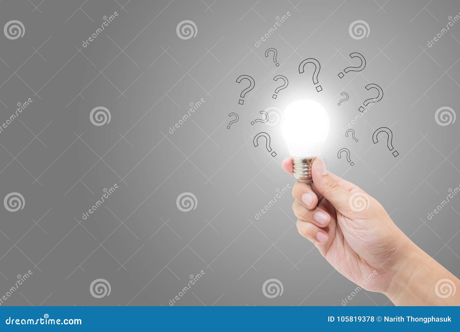 Hand with Light Bulb and Question Mark for Solution, Inspiration and ...