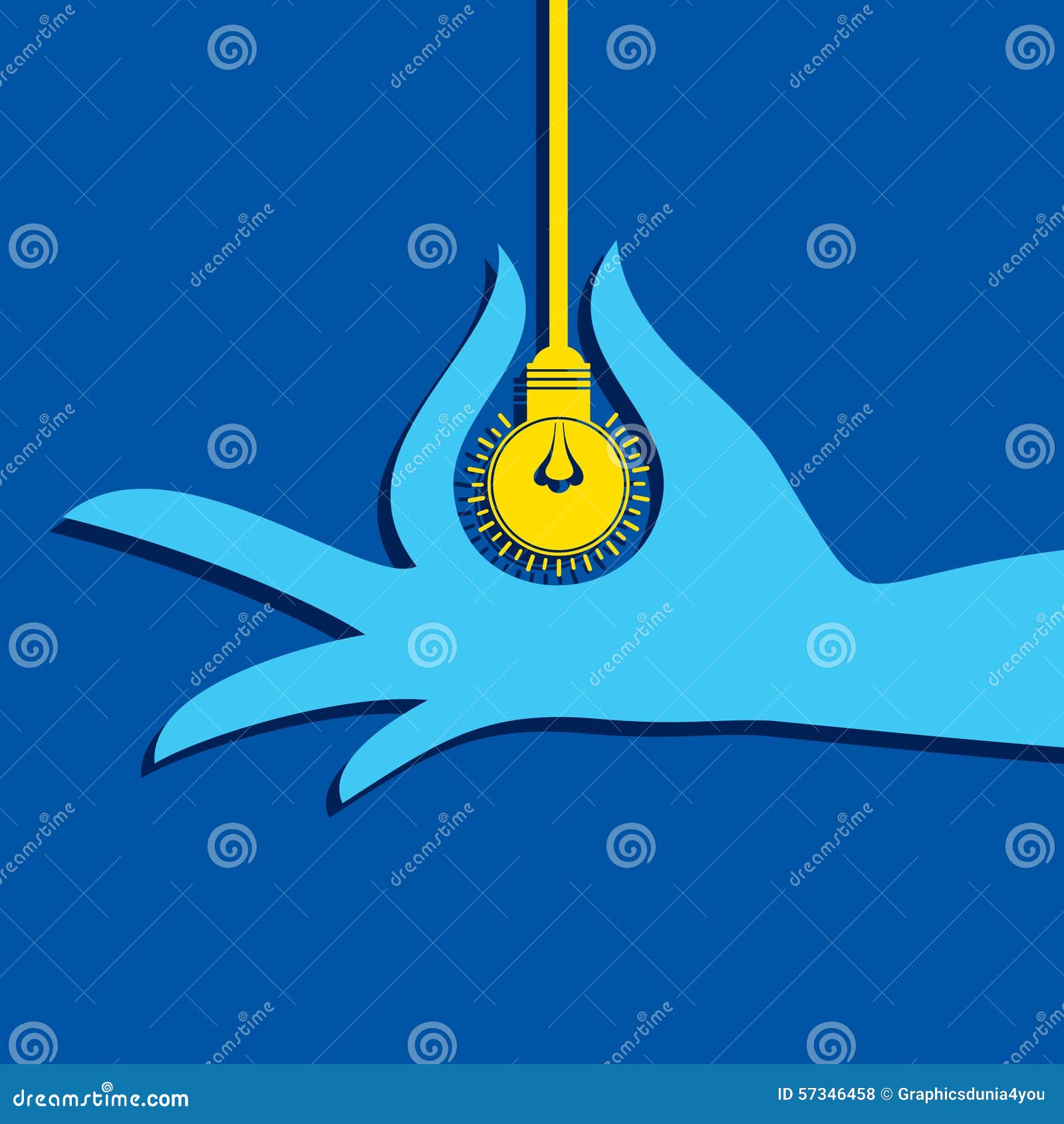 Hand with light - bulb stock vector. Illustration of creative - 57346458