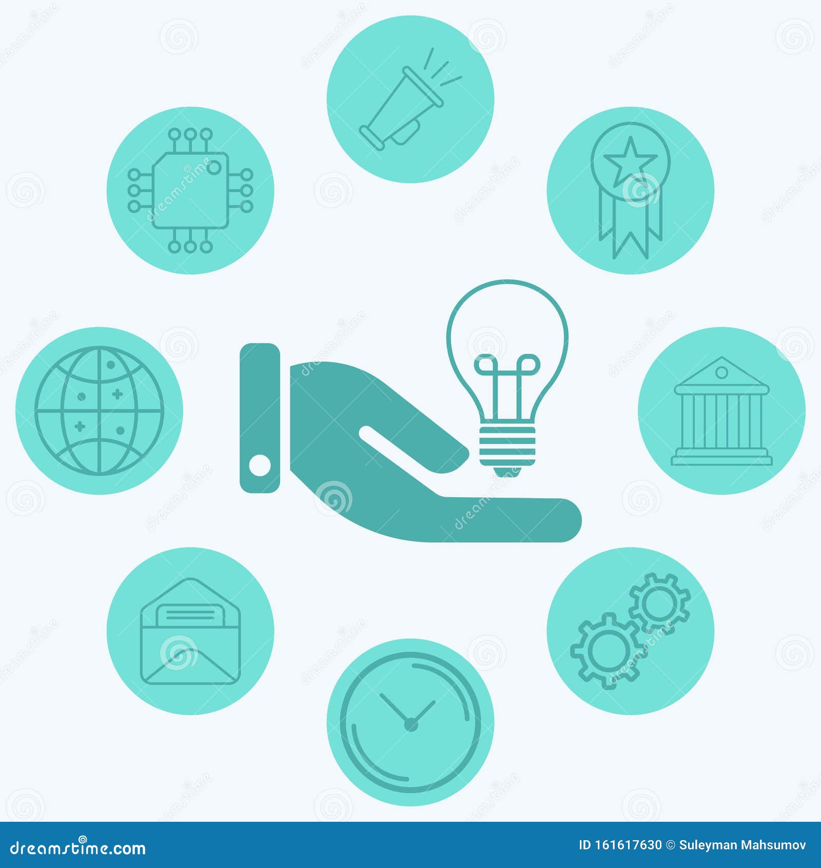 Hand with Light Bulb Vector Icon Sign Symbol Stock Illustration ...