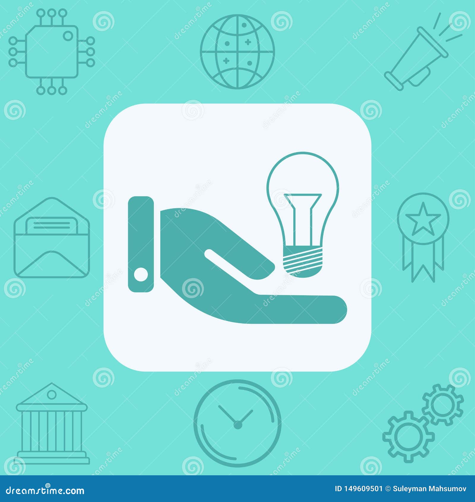 Hand with Light Bulb Vector Icon Sign Symbol Stock Vector ...