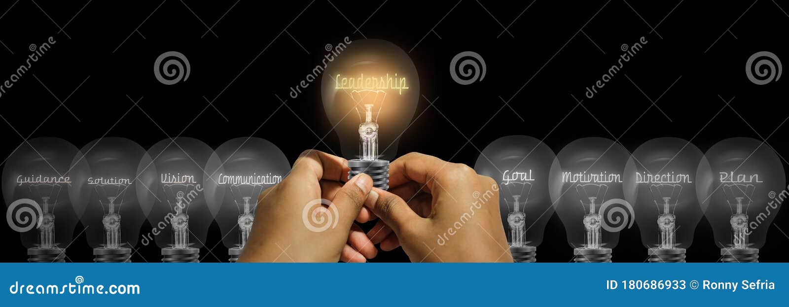 Hand and Light Bulbs with Leadership Concept Stock Image - Image of ...