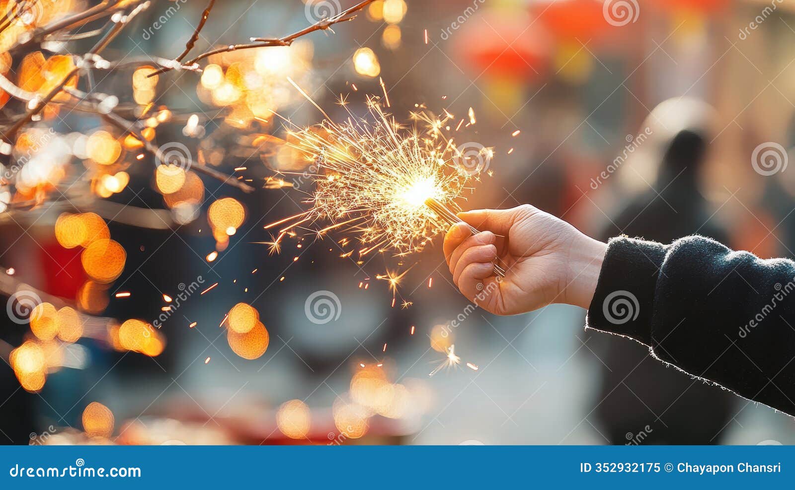 Hand Lighting Traditional Firecracker, Creating Burst of Sparks in ...
