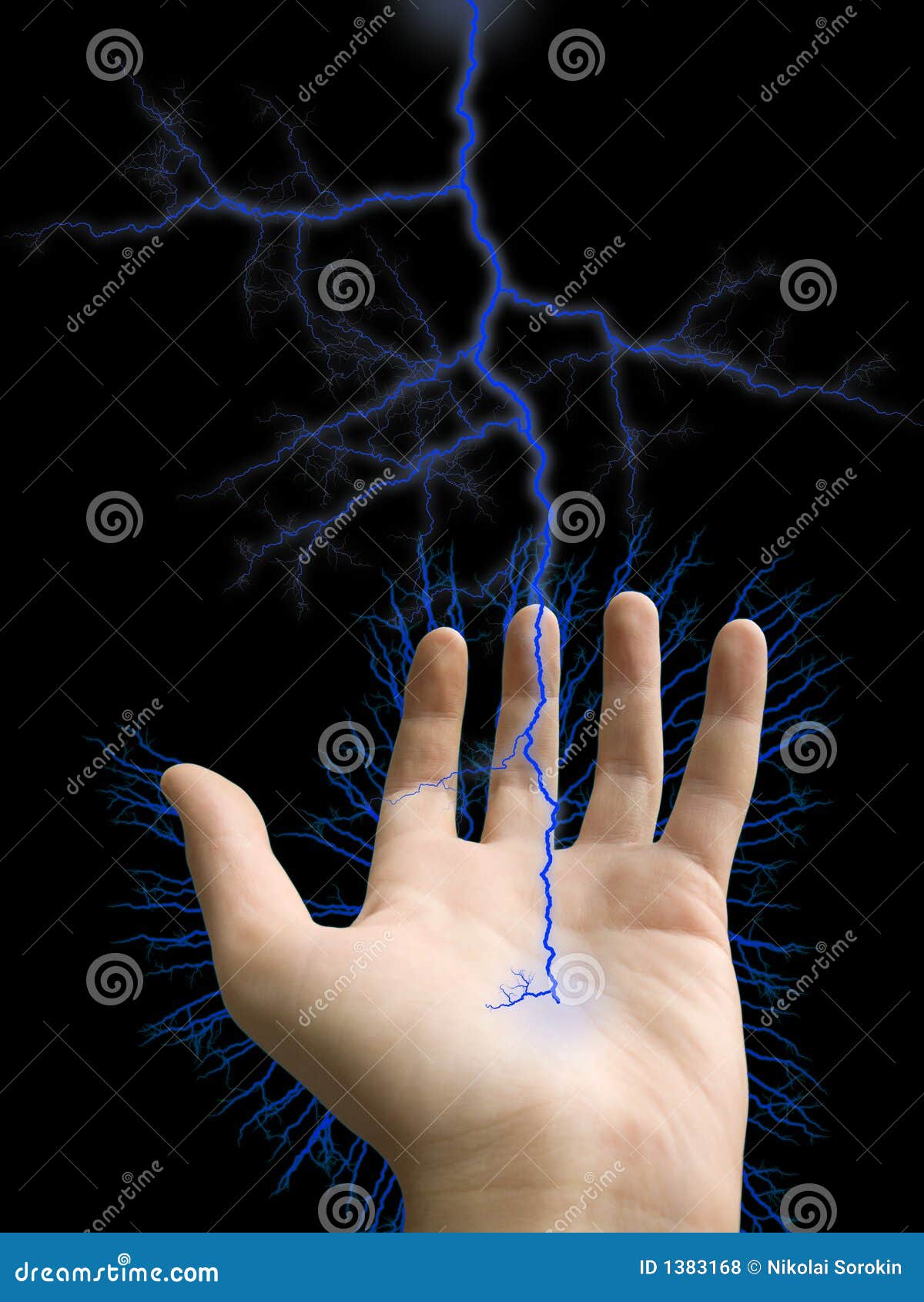 Hand And Lightning Royalty Free Stock Photos - Image: 1383168
