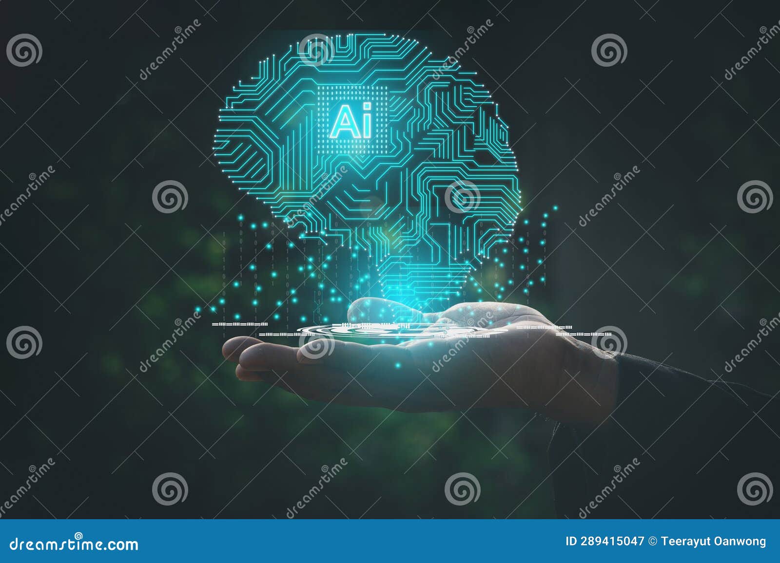 Hand with a Line Brain Network Technology for OpenAi . Stock Image ...