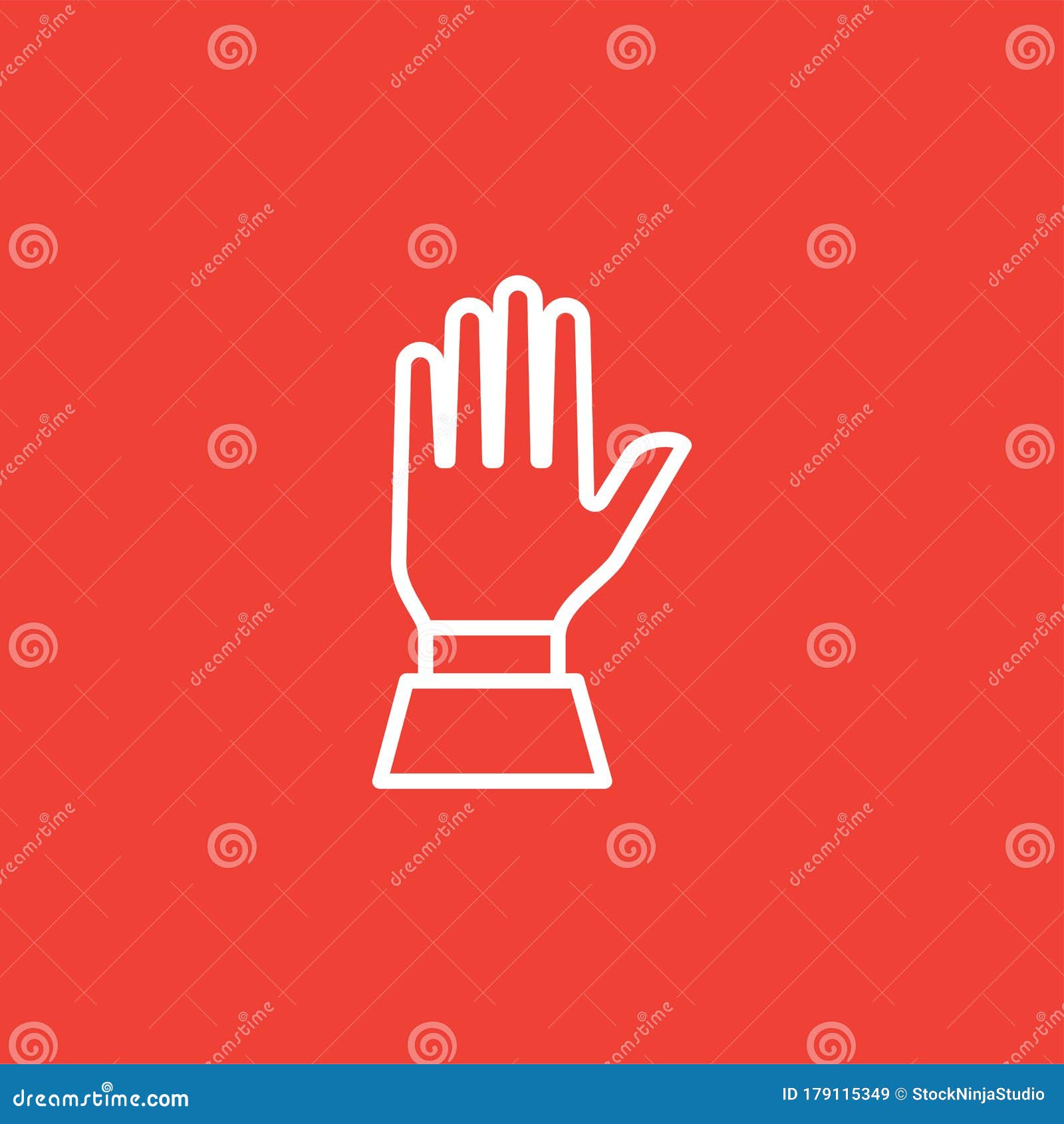 Hand Line Icon on Red Background. Red Flat Style Vector Illustration ...