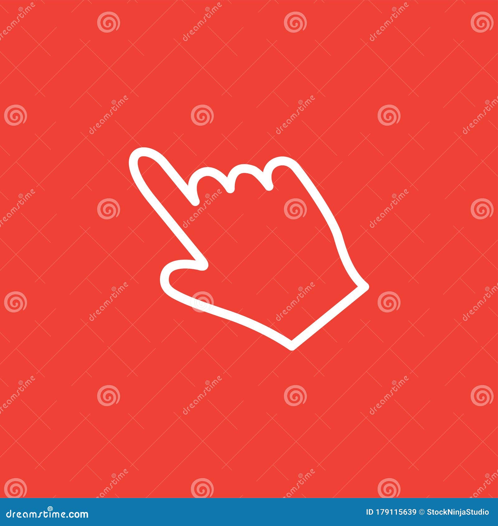 Hand Line Icon on Red Background. Red Flat Style Vector Illustration ...