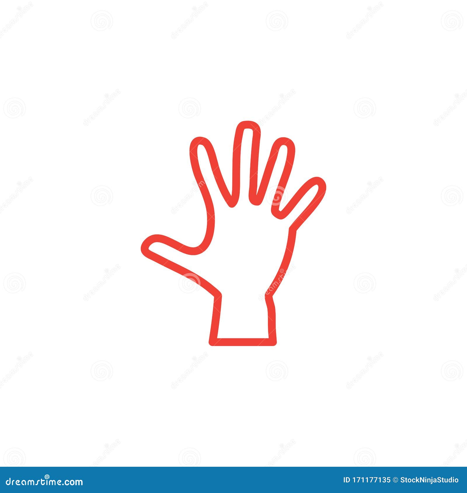 Hand Line Red Icon on White Background. Red Flat Style Vector ...