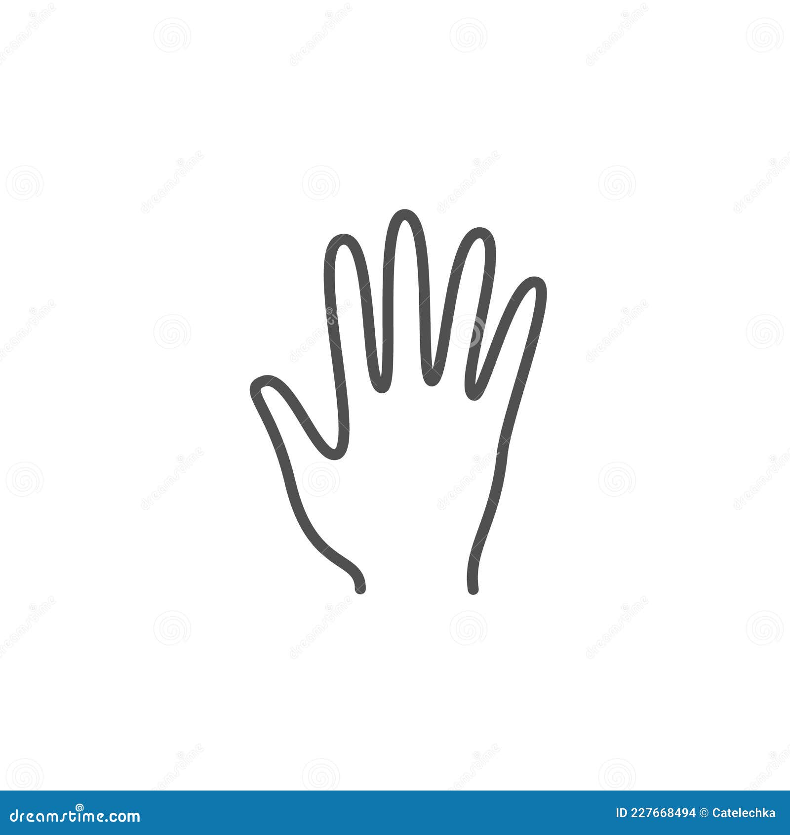 Hand in Linear Style with Editable Stroke Isolated on White Background ...