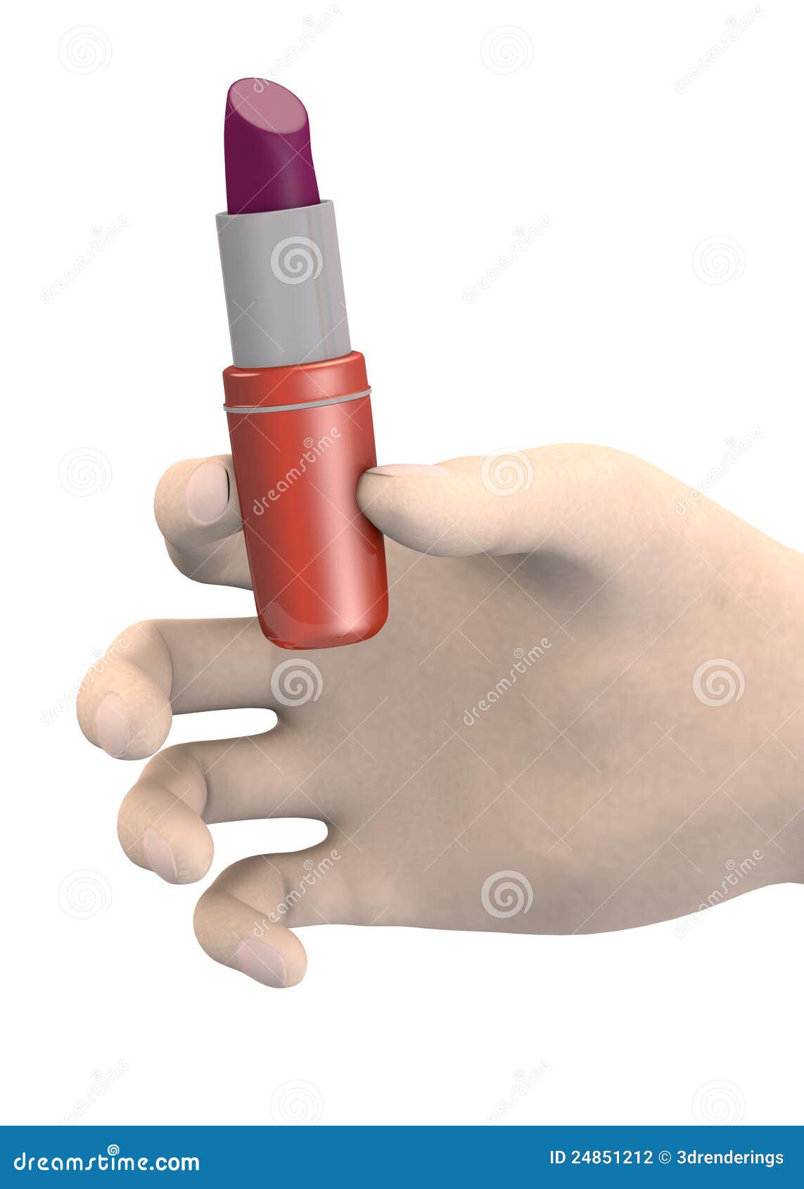 Hand with lipstick stock illustration. Illustration of render - 24851212